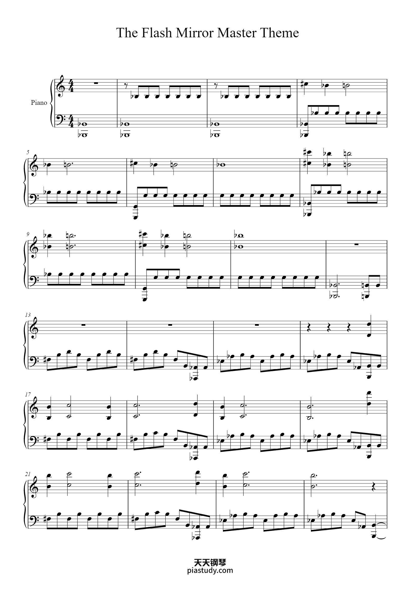 'The Flash Mirror Master Theme Piano (Season 6)' - Piano Sheet Music By ...