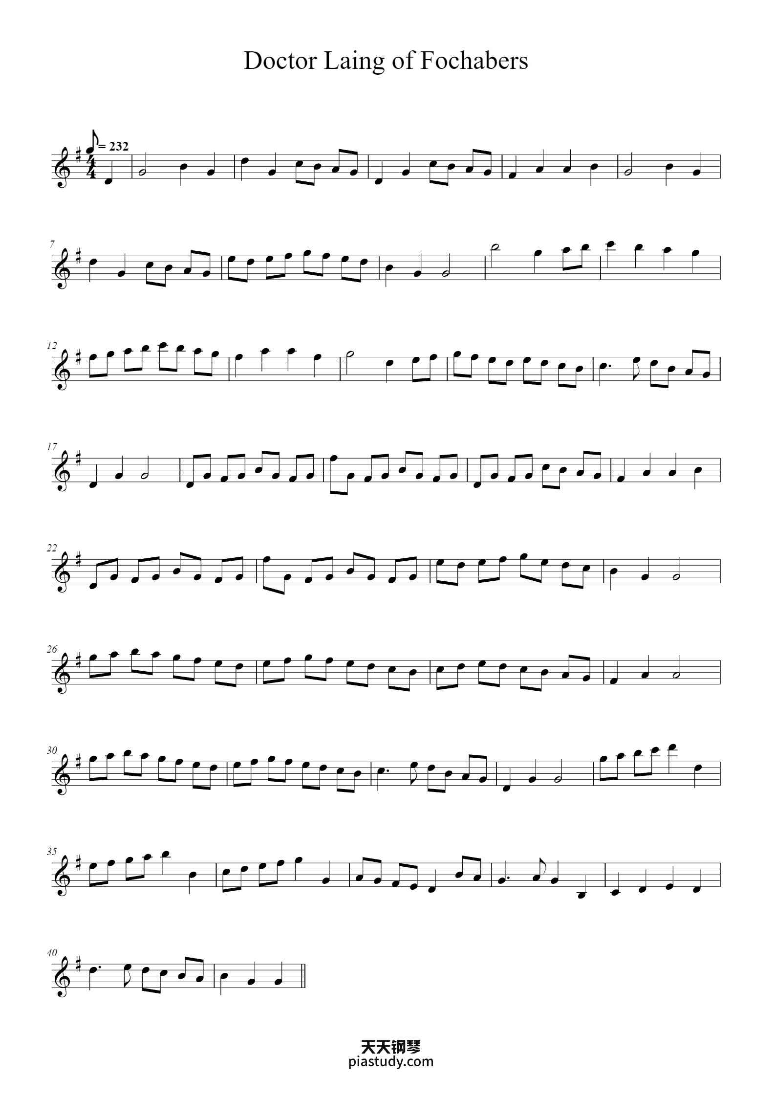 Doctor Laing of Fochabers钢琴谱 - William Marshall - free piano sheet ...