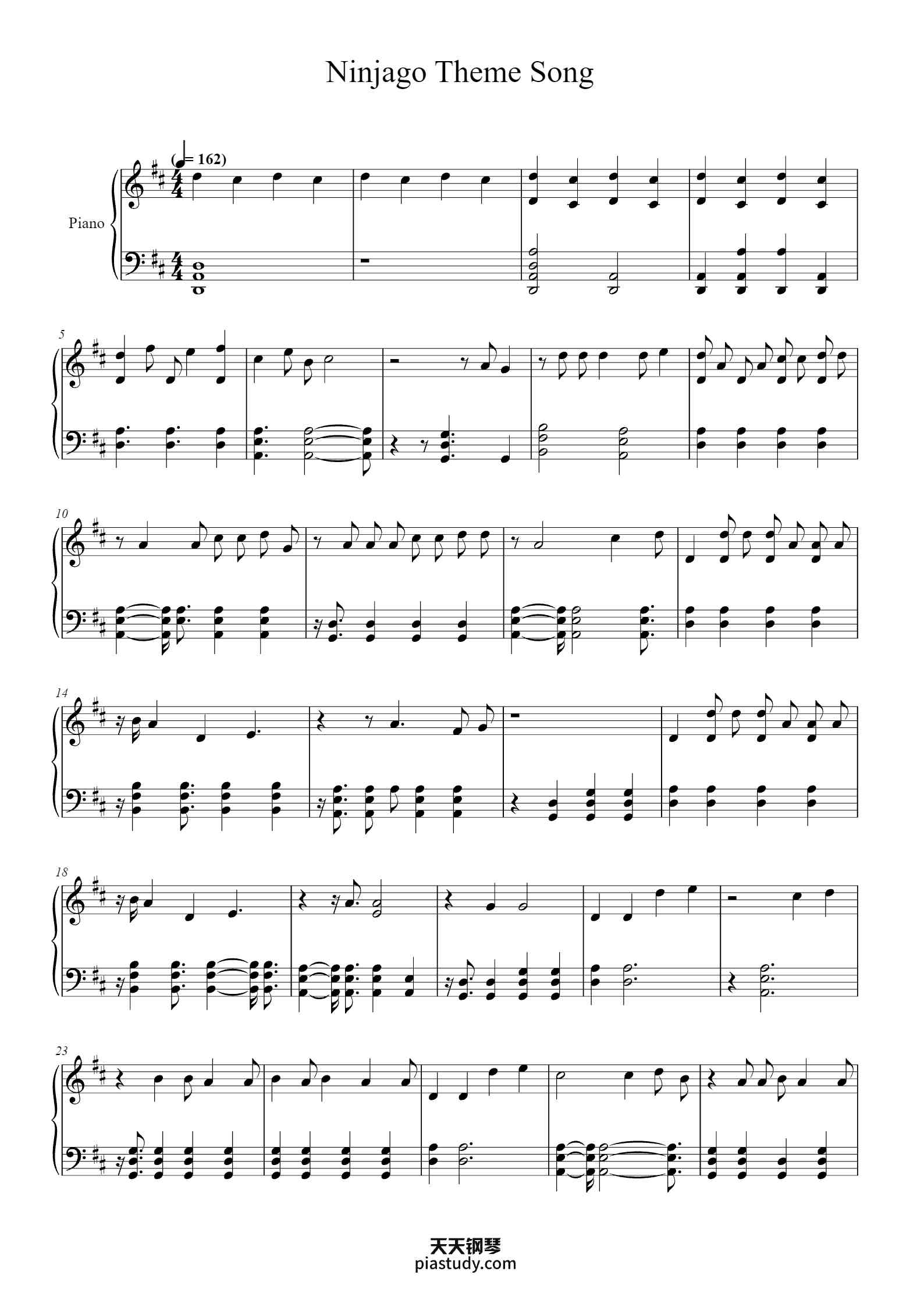 'Ninjago Theme Song' - Piano Sheet Music By xxx | TOPiano