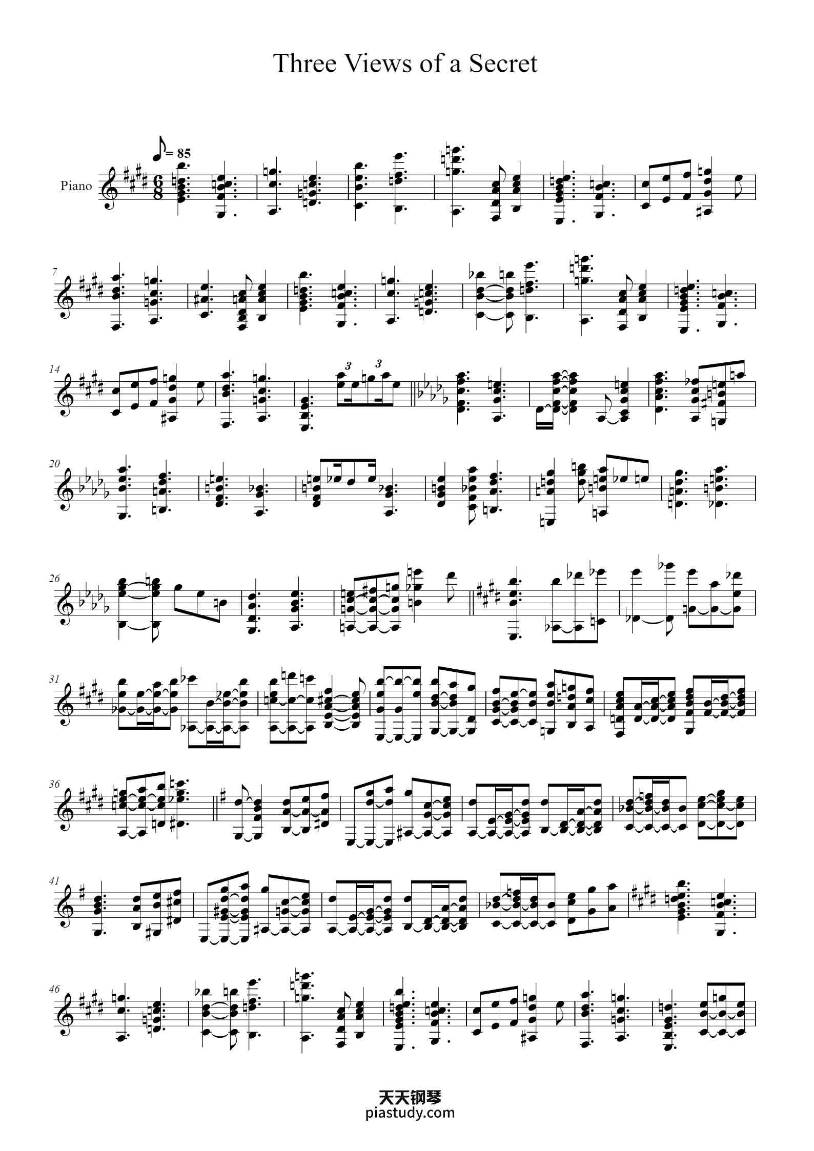 'Three Views of a Secret' - Piano Sheet Music By Jaco Pastorious | TOPiano