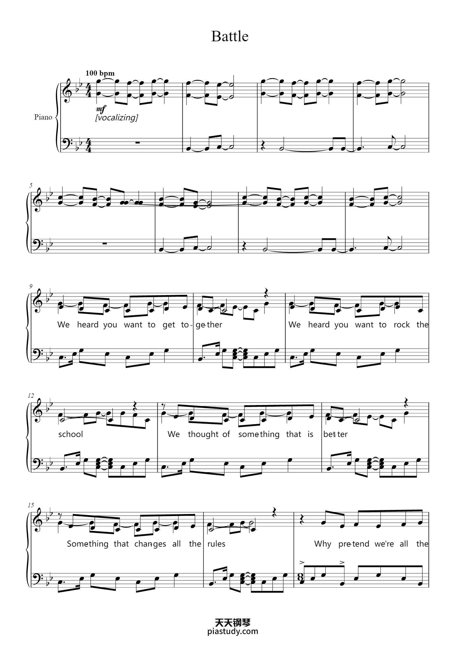 'Battle' - Piano Sheet Music By Transcribed by Hunter Gerace | TOPiano