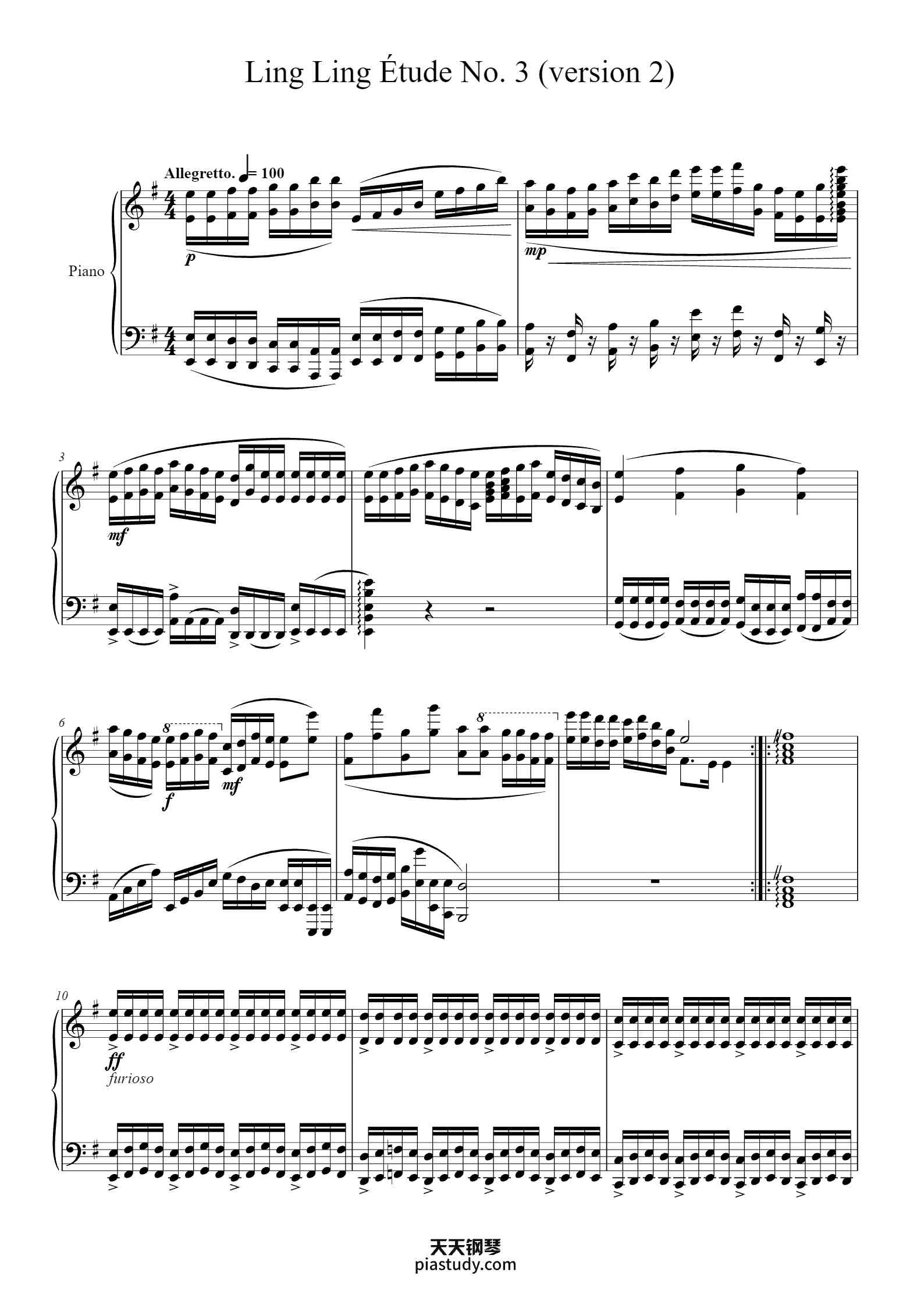'Ling Ling Étude No. 3 (version 2)' - Piano Sheet Music By Sir Ya ...