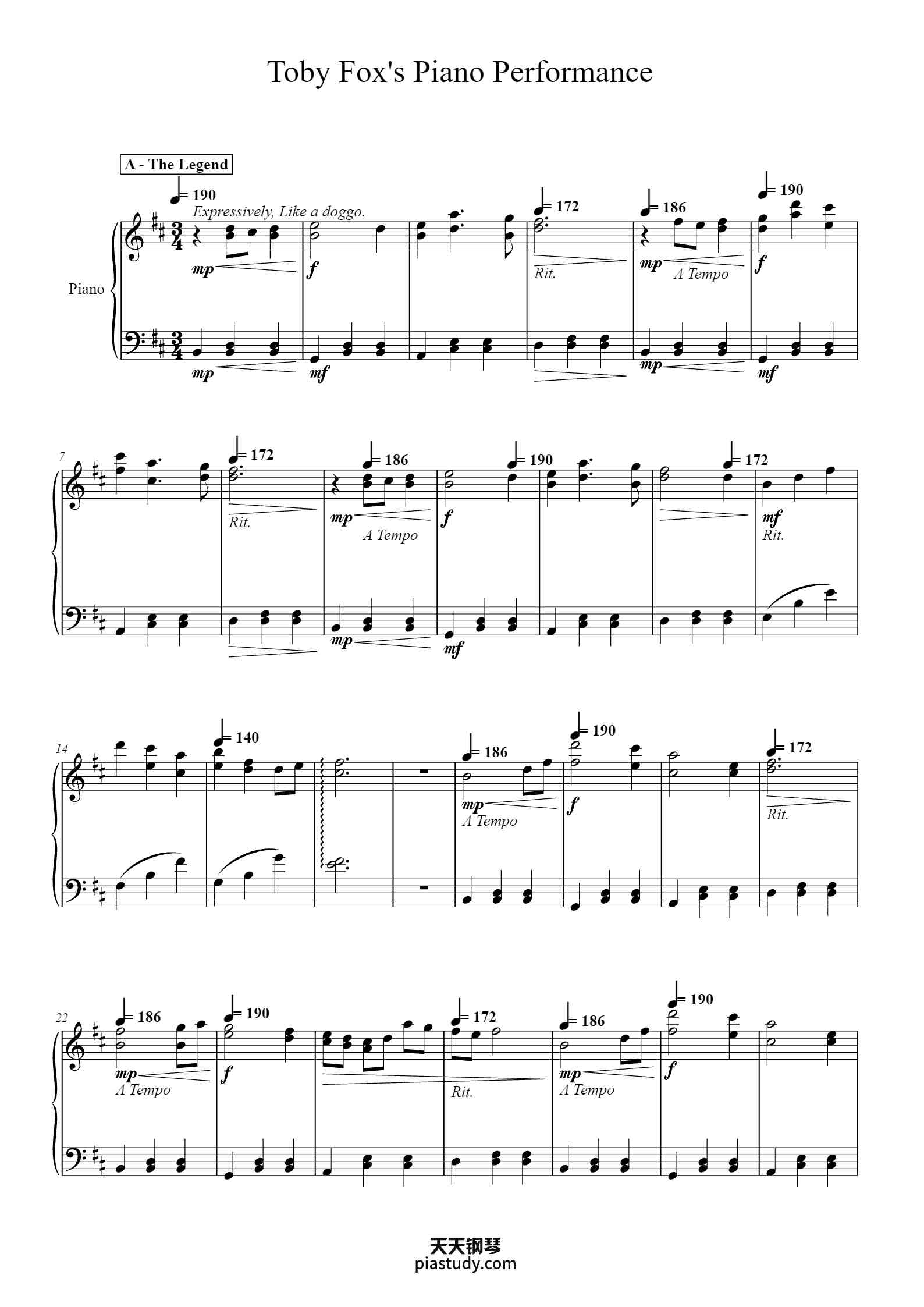 Toby Fox's Piano Performance (WIP)钢琴谱 - Toby Fox - free piano sheet ...