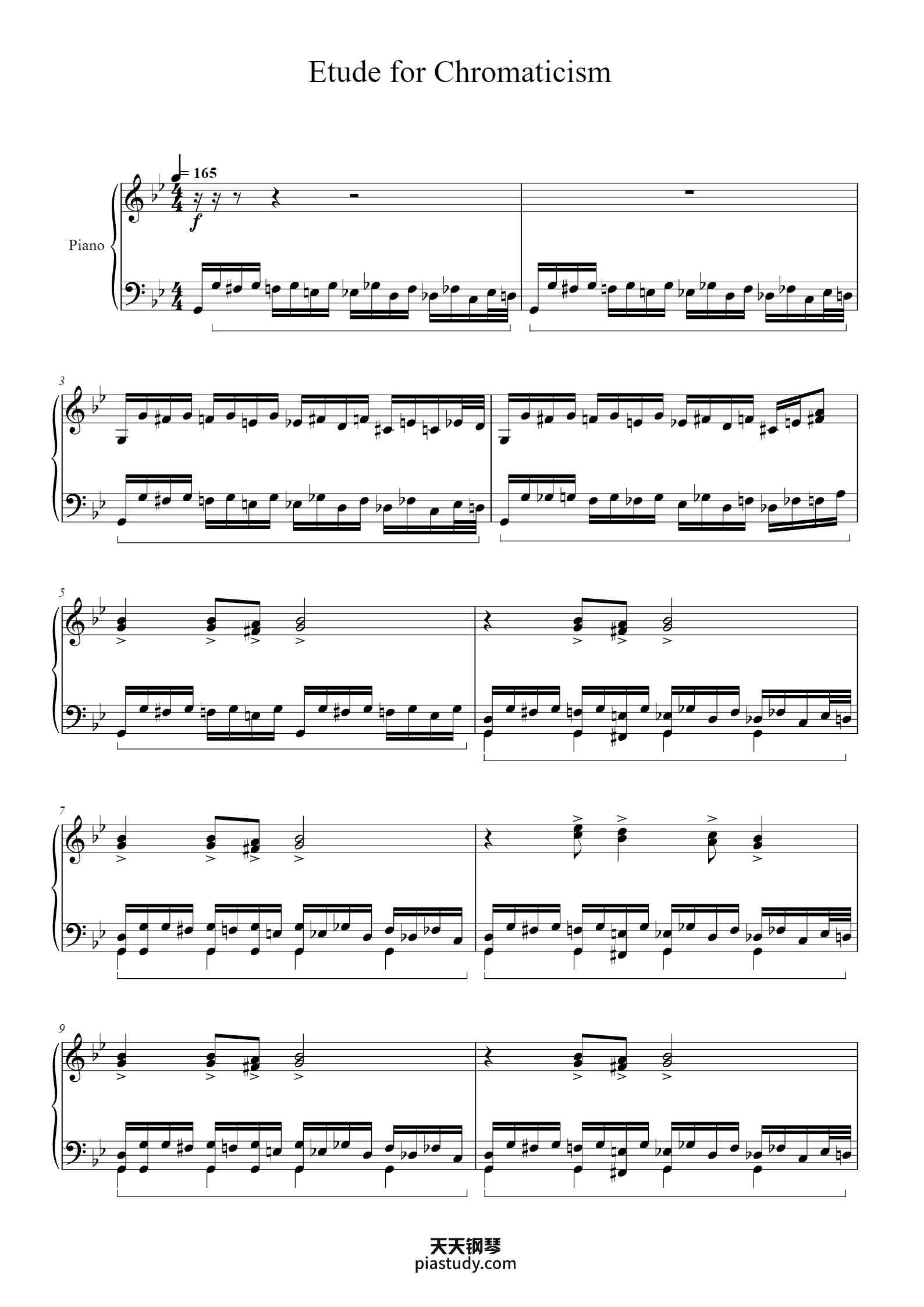 'Etude for Chromaticism' - Piano Sheet Music By Composed by: Lucan O ...
