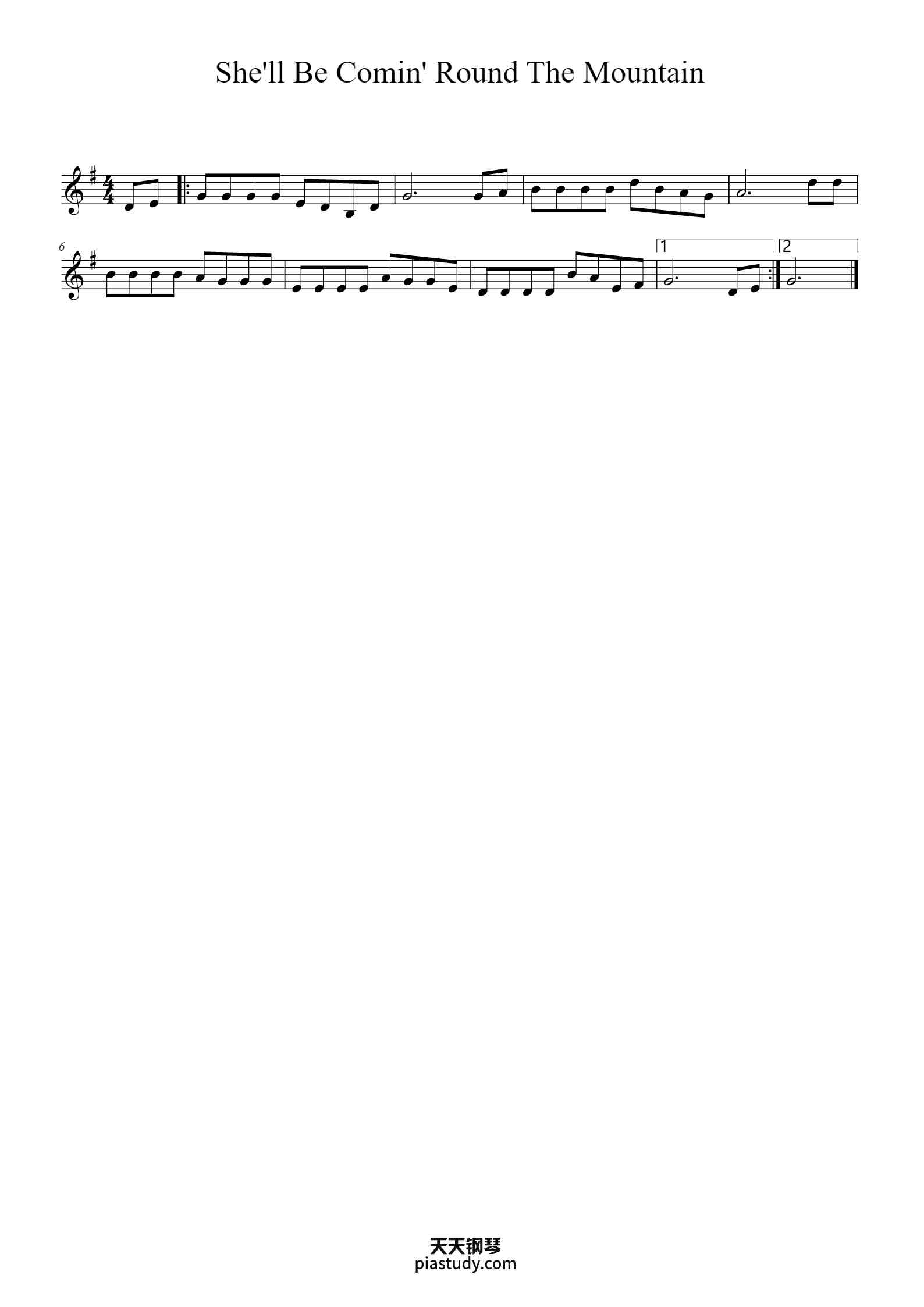 'She'll Be Comin' Round The Mountain' - Piano Sheet Music By Stephen ...