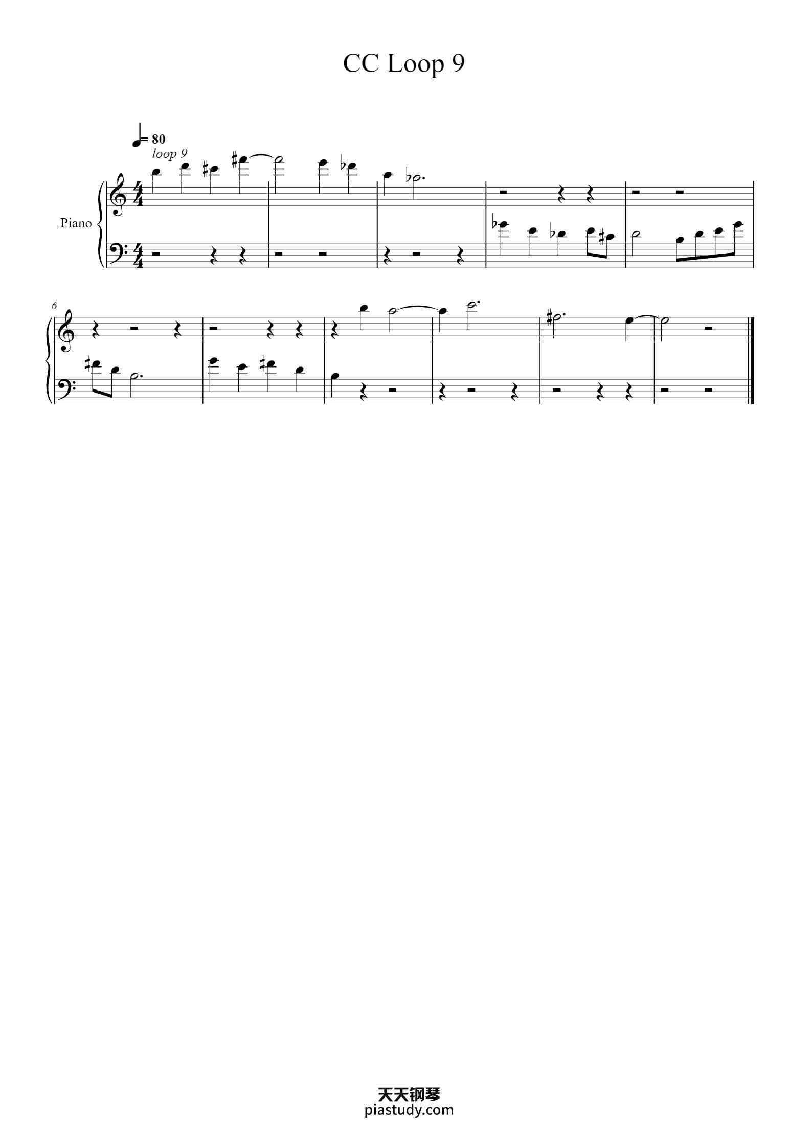 'CC Loop 9' - Piano Sheet Music By xxx | TOPiano