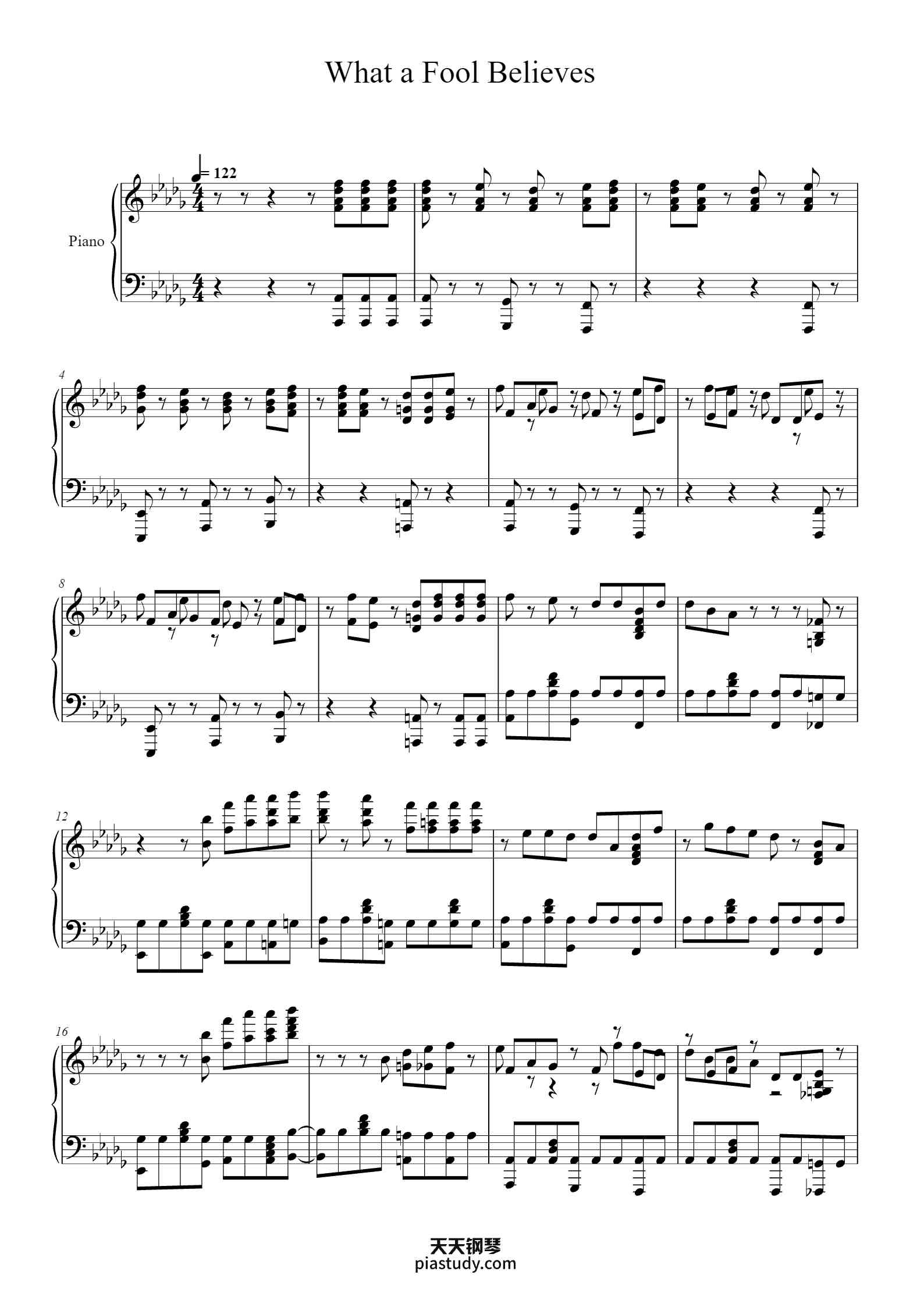 'What a Fool Believes' - Piano Sheet Music By Doobie Brothers | TOPiano