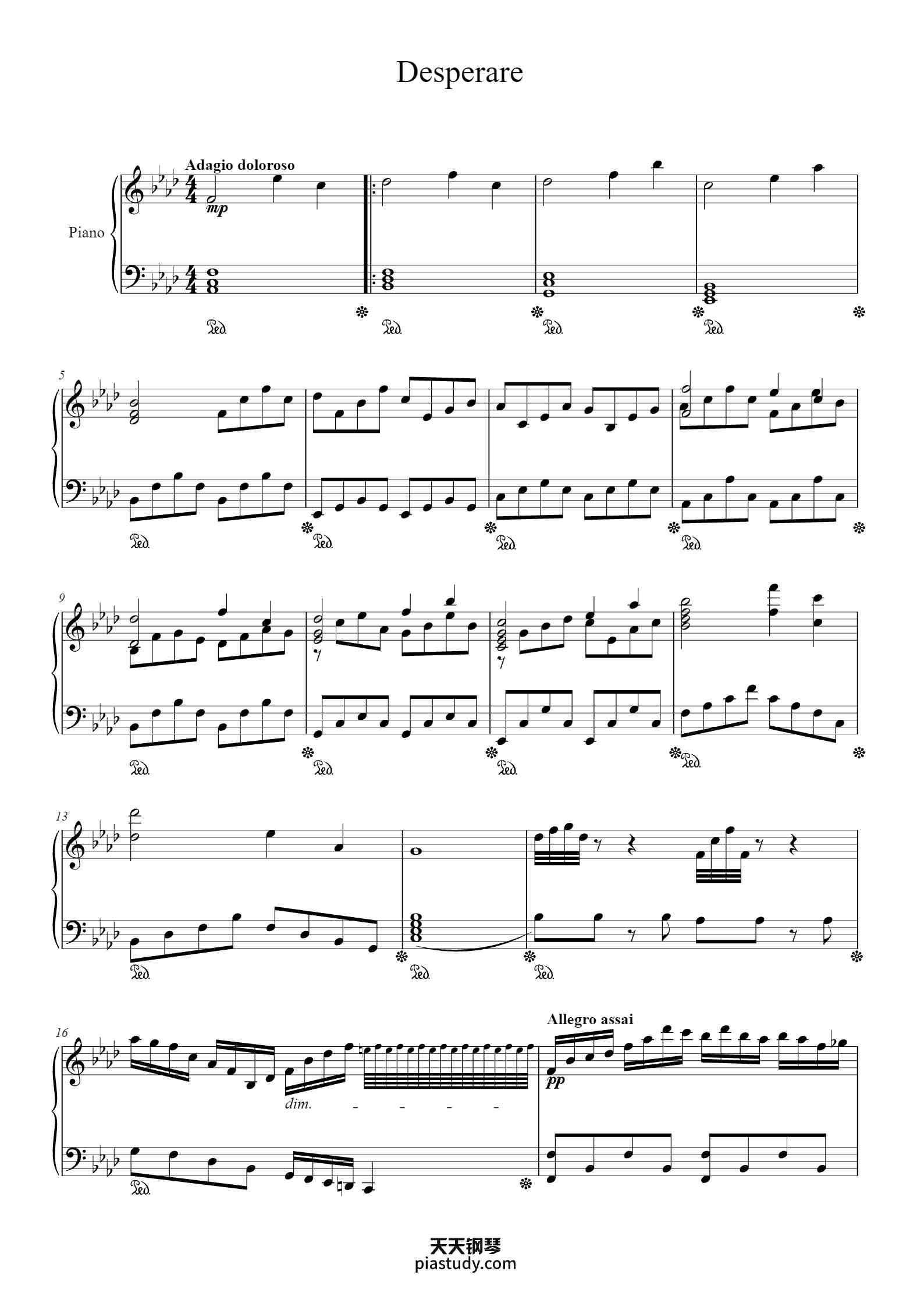 'Desperare' - Piano Sheet Music By Xavier Ng | TOPiano