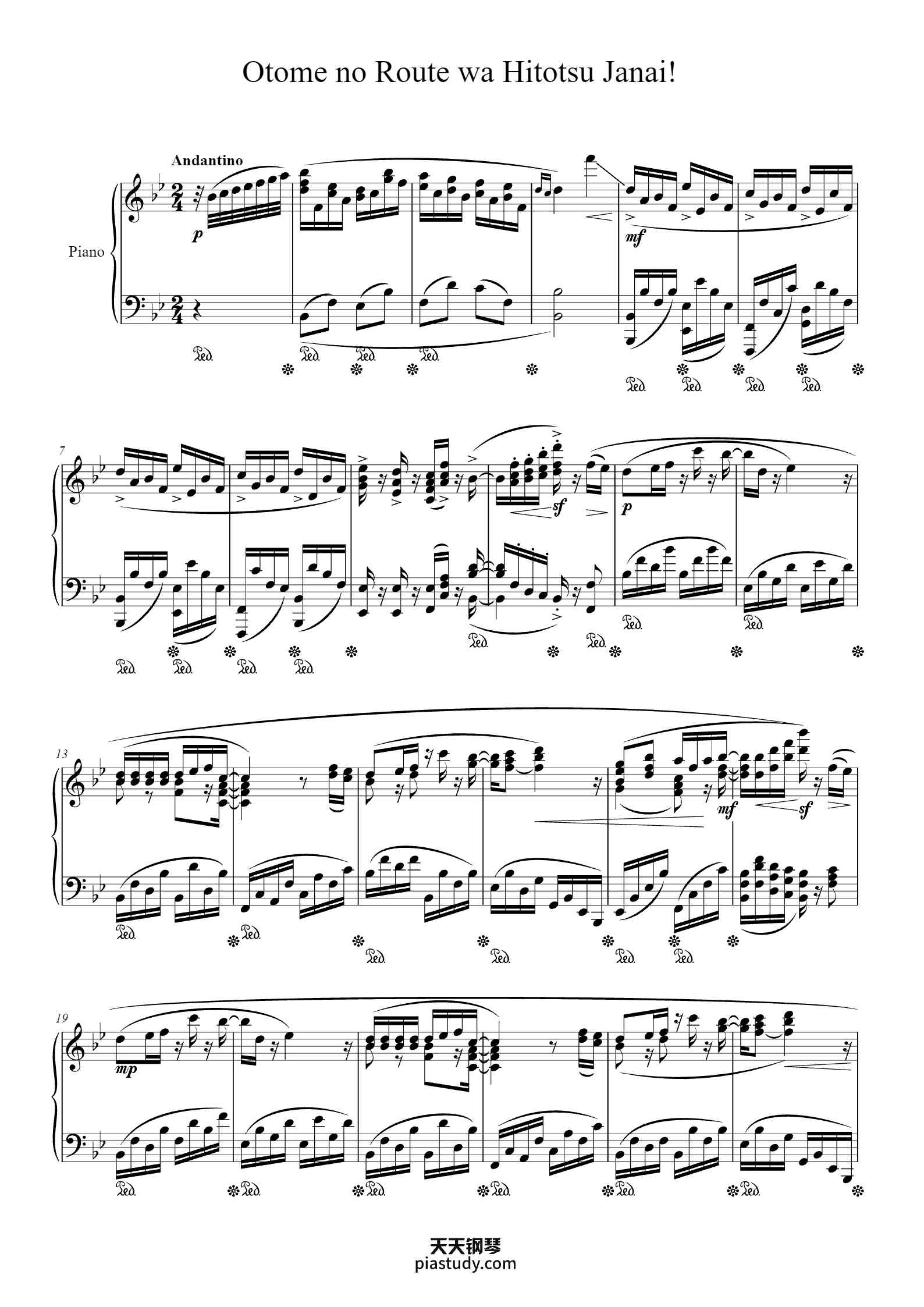 'Otome no Route wa Hitotsu Janai!' - Piano Sheet Music By Composer ...