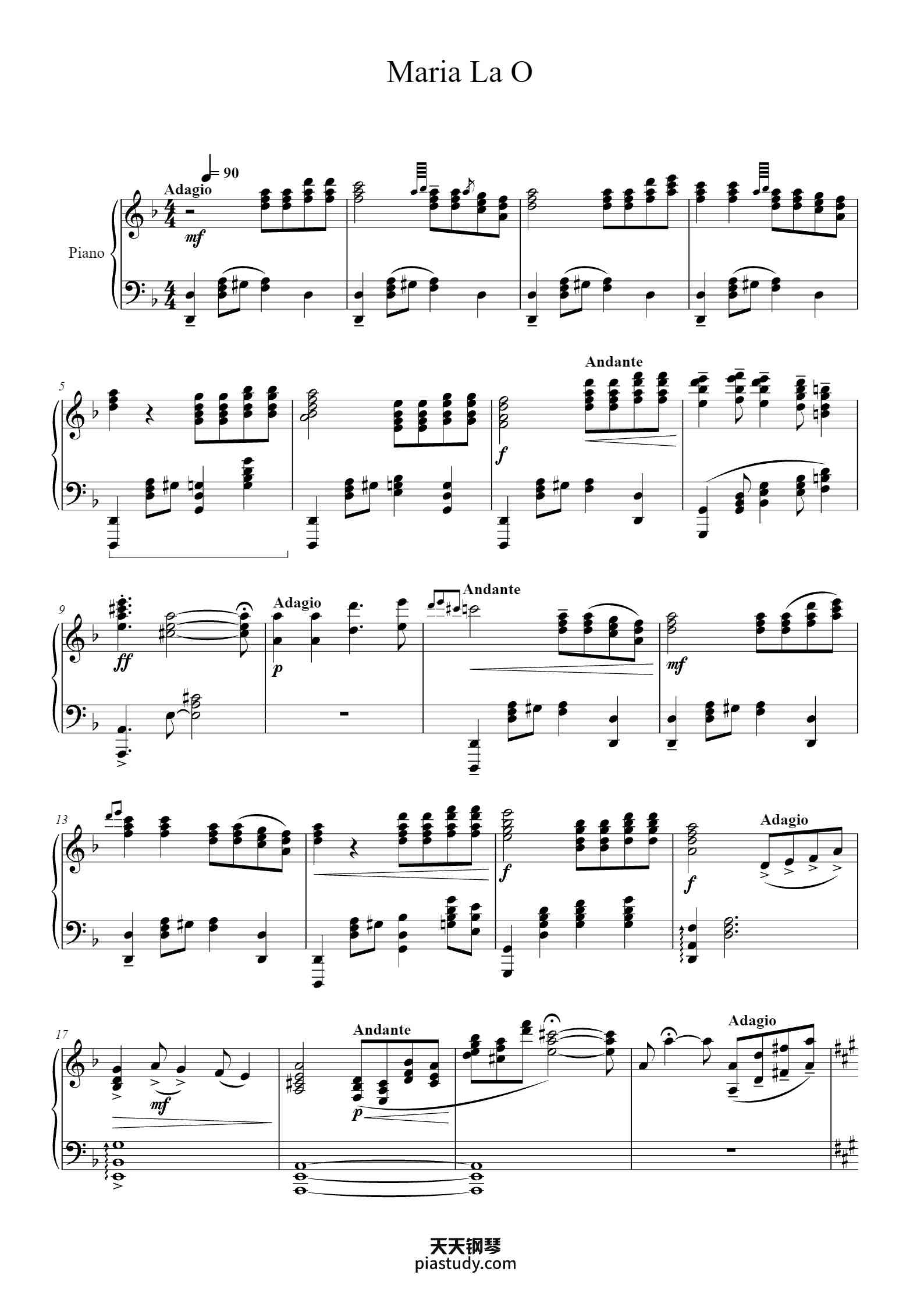 'Maria La O' - Piano Sheet Music By Ernesto Lecuona Arr. RJDC | TOPiano