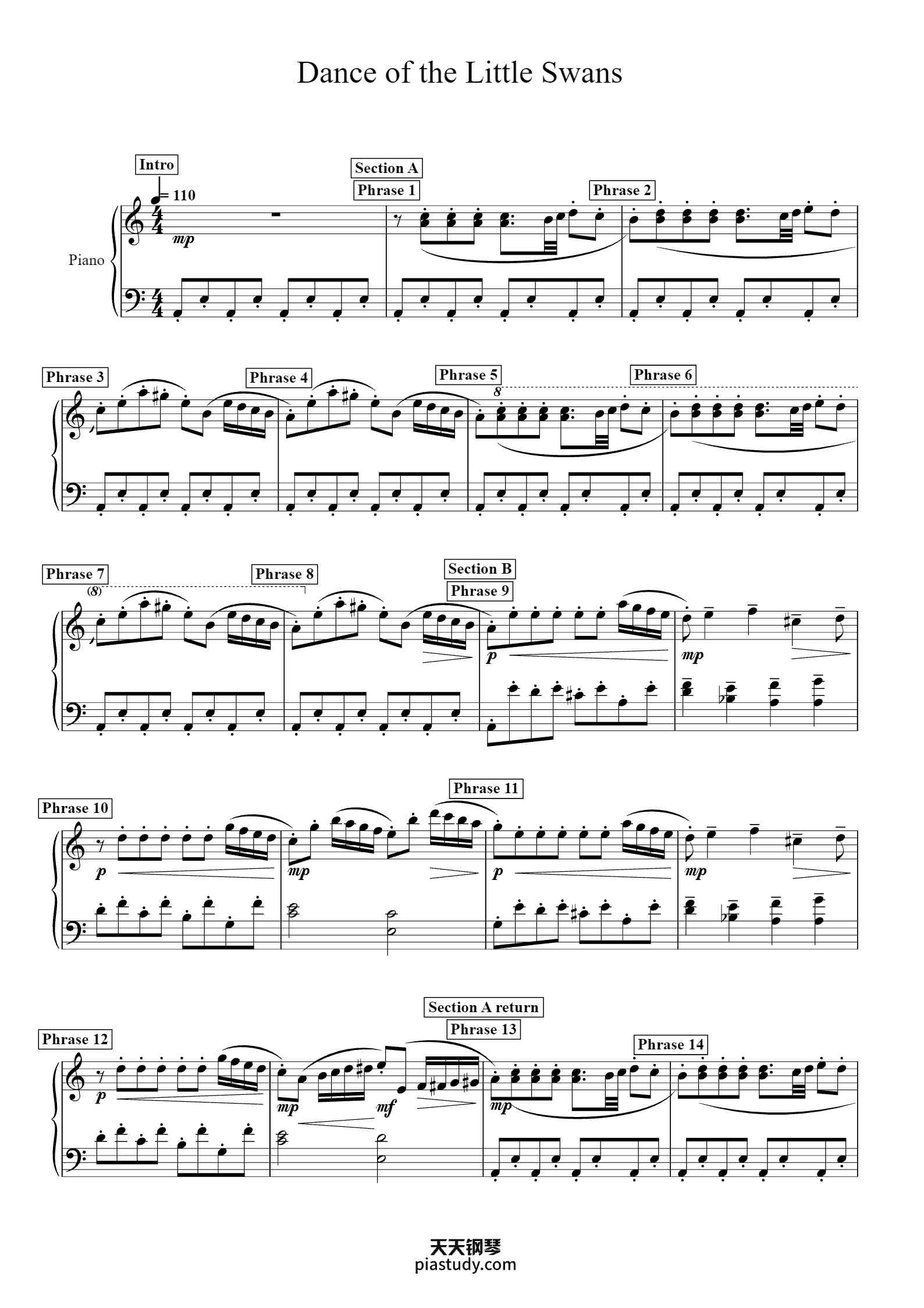 Dance of the Little Swans from Swan Lake, Op. 20钢琴谱 - Pyotr Ilyich ...