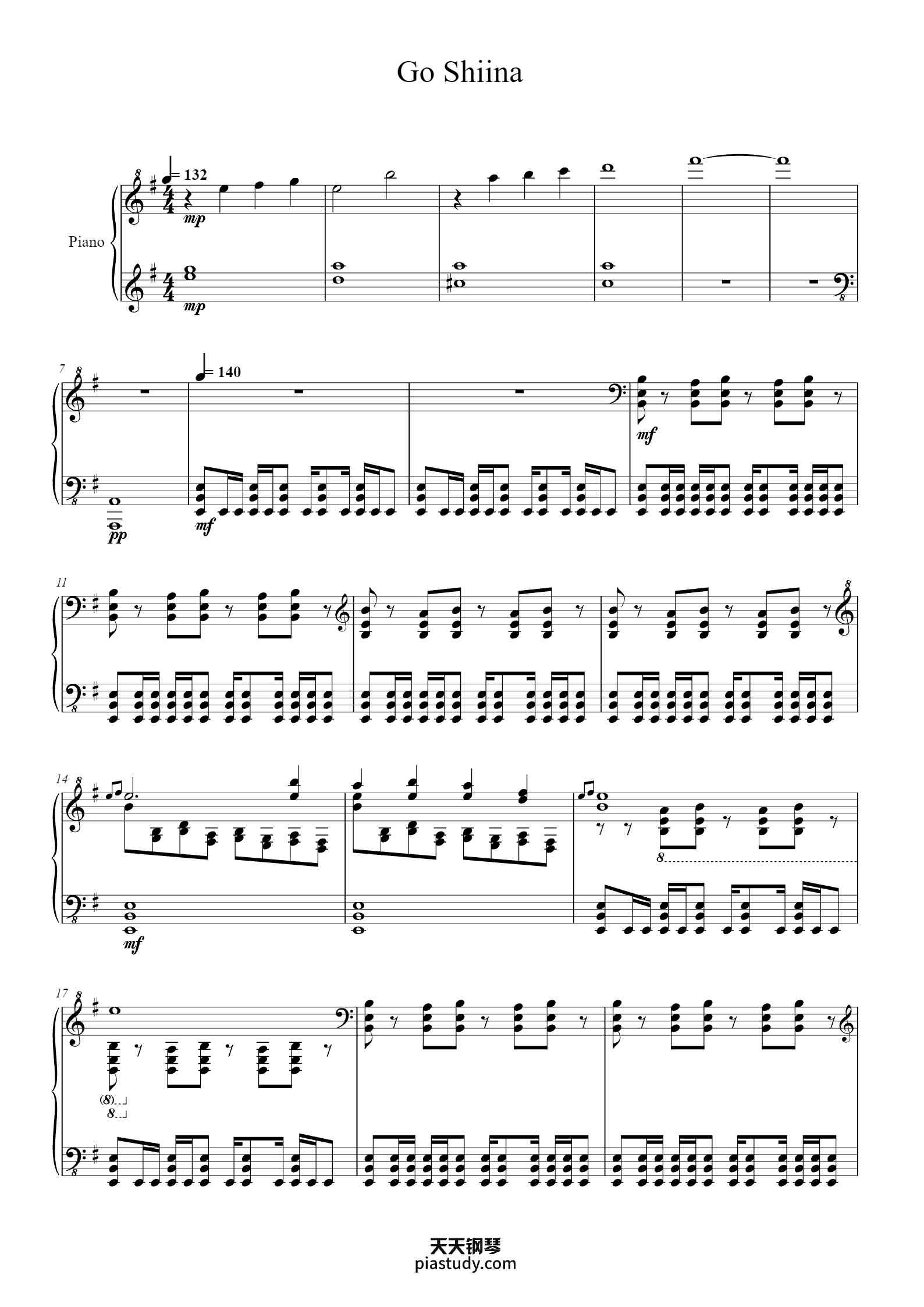 Go Shiina钢琴谱 - Go Shiina - free piano sheet music - PiaNoproblem