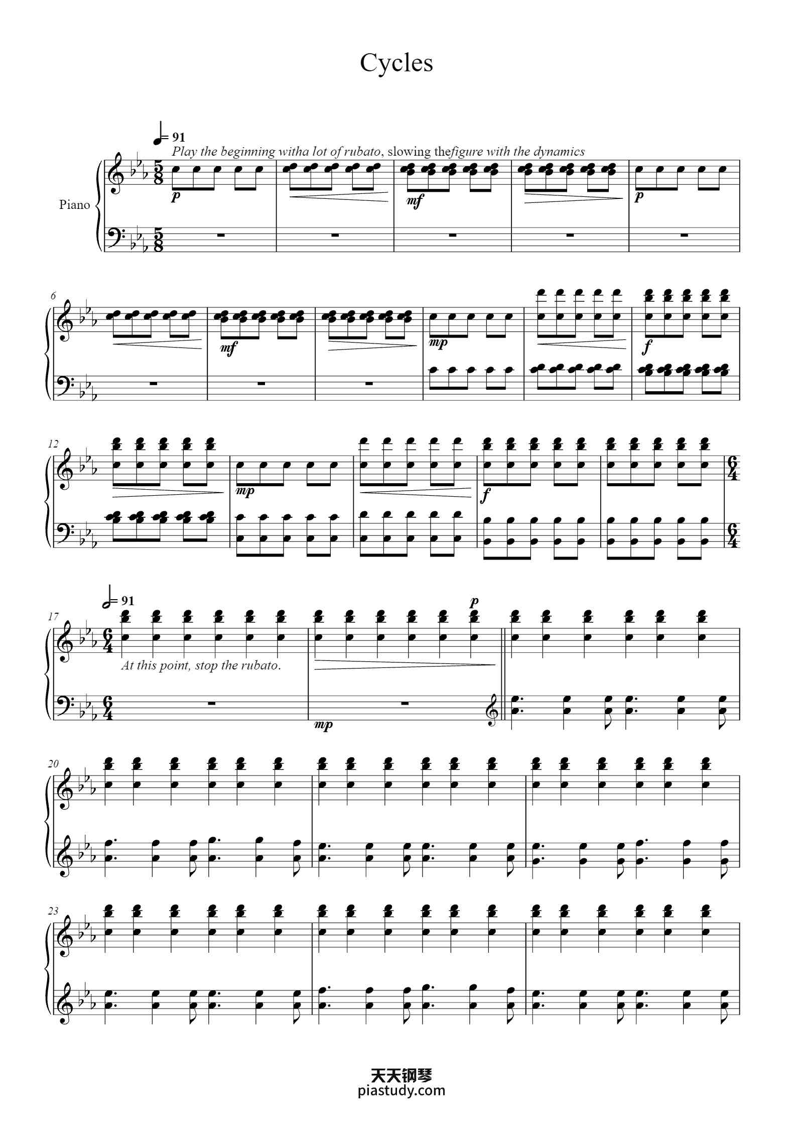 Cycles钢琴谱 - - free piano sheet music - PiaNoproblem