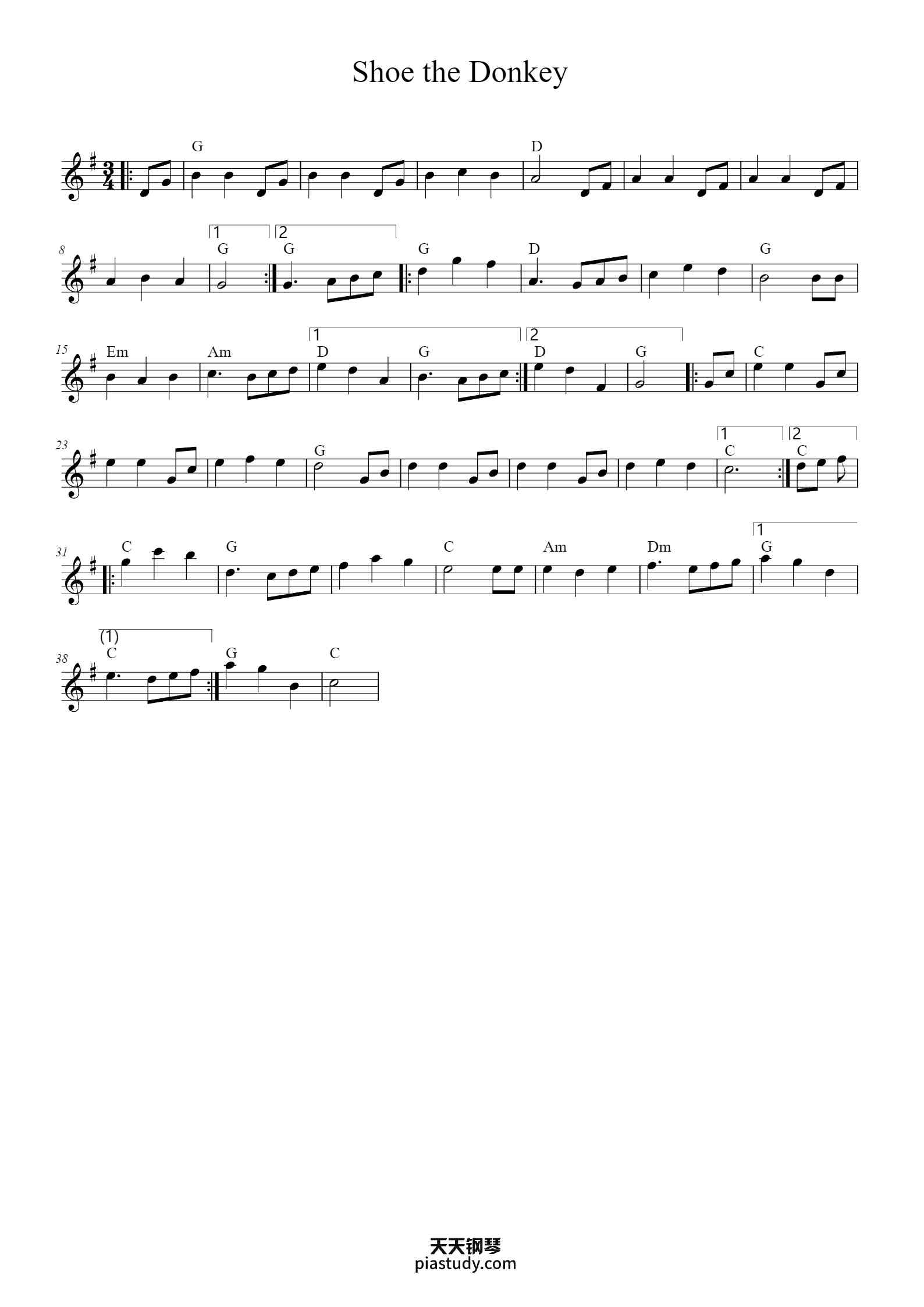 'Shoe the Donkey' - Piano Sheet Music By xxx | TOPiano