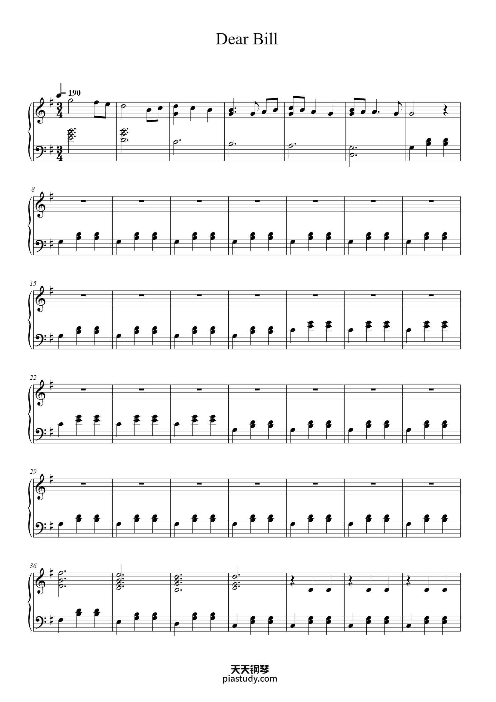 'Dear Bill' - Piano Sheet Music By Operation Mincemeat / Spitlip | TOPiano