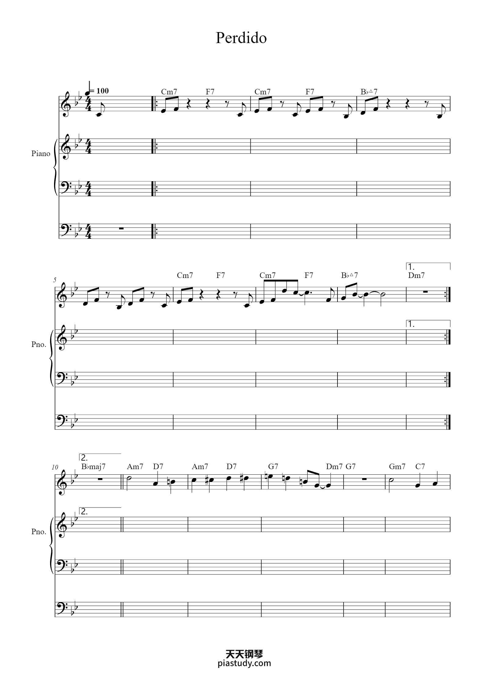 'Perdido' - Piano Sheet Music By Duke Ellington/Juan Tizol | TOPiano
