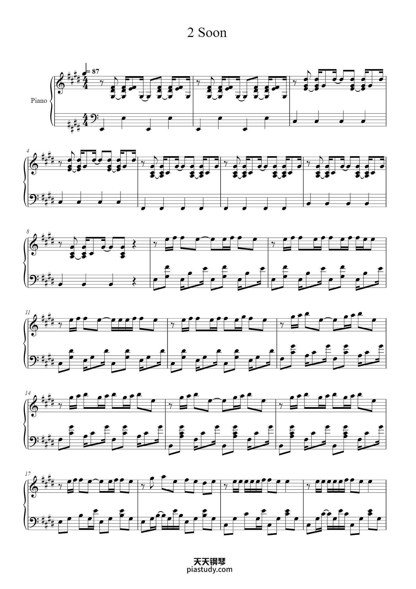 2 soon钢琴谱 - keshi - free piano sheet music - PiaNoproblem