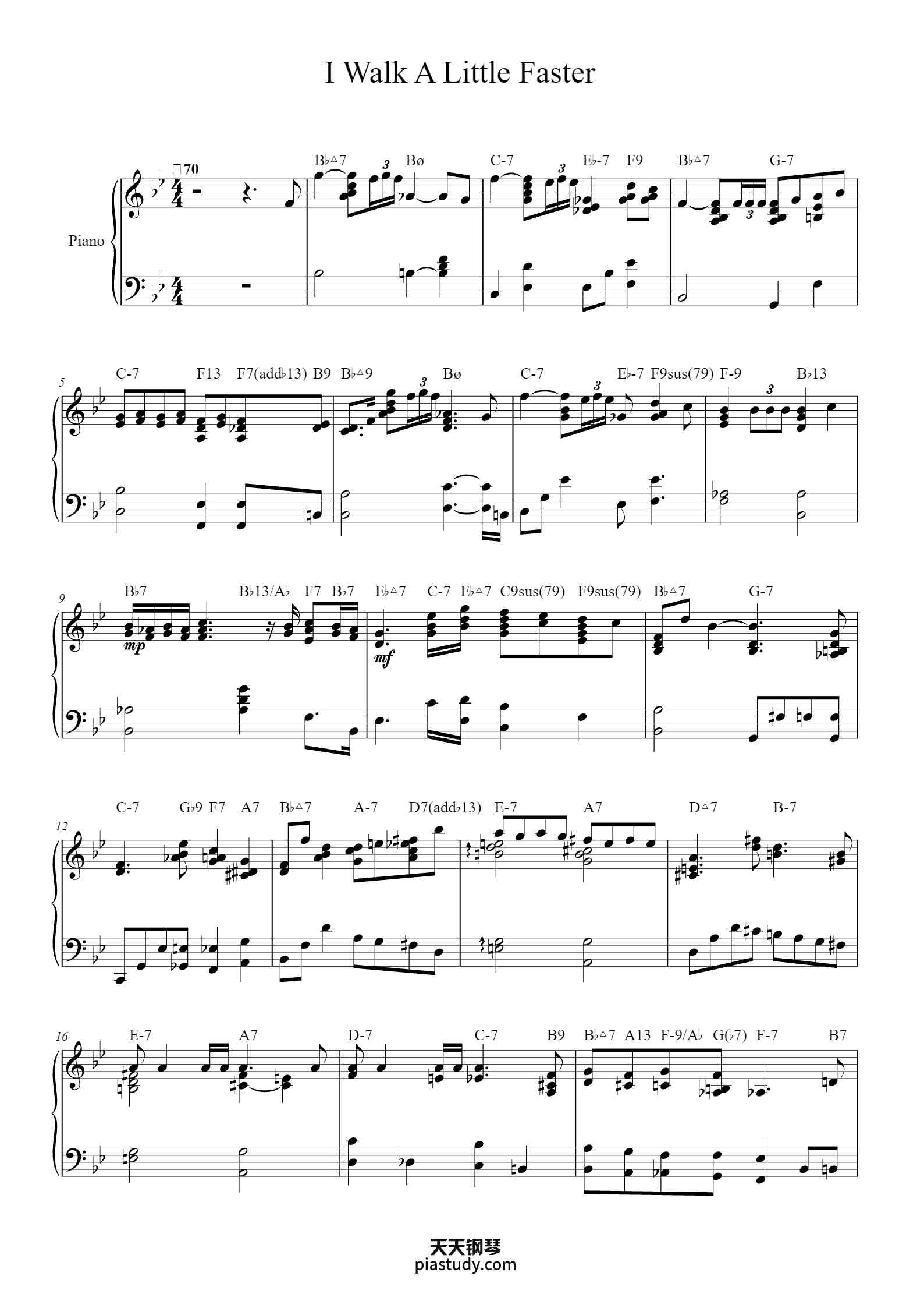 I Walk A Little Faster钢琴谱 - Cy Coleman - free piano sheet music ...