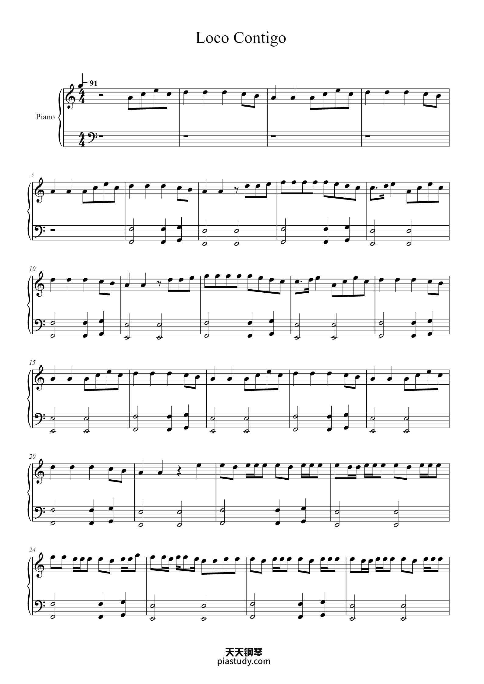 Loco Contigo - DJ Snake/J Balvin/Tyga钢琴谱 - DJ Snake/J Balvin/Tyga ...