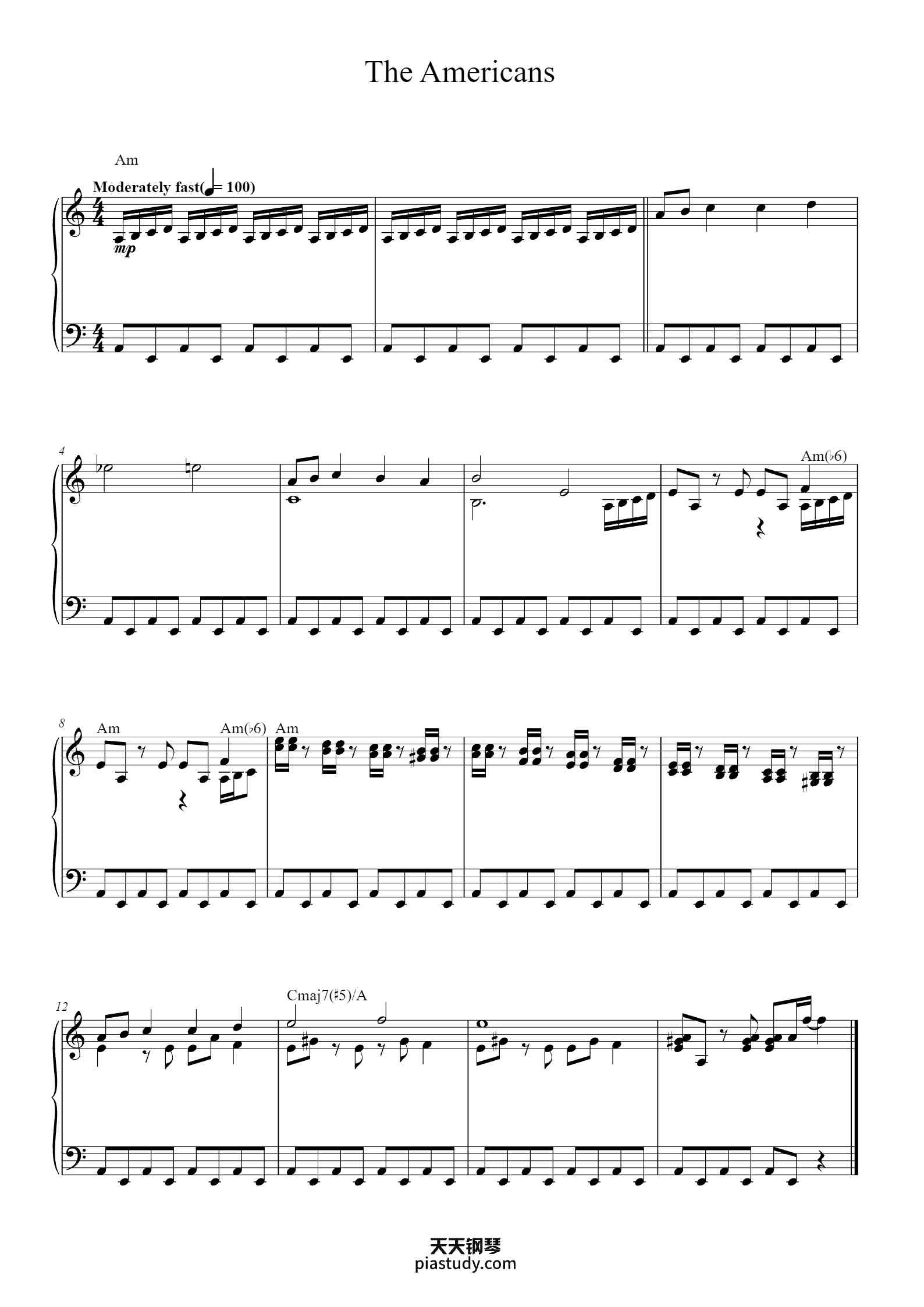 'The Americans' - Piano Sheet Music By Music by NATHAN BARR | TOPiano