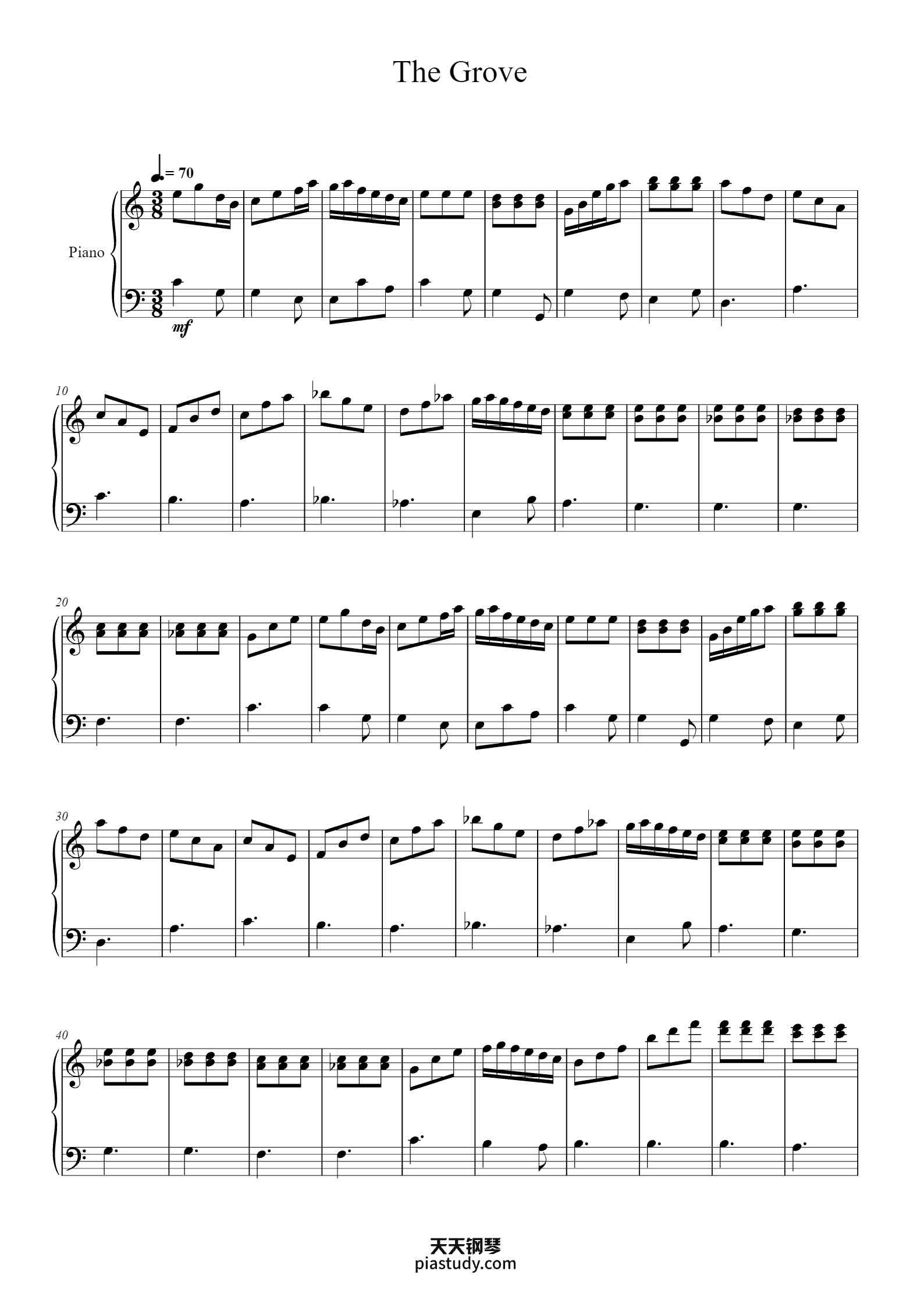 'The Grove' - Piano Sheet Music By Eric Bingham-Kumpf | TOPiano