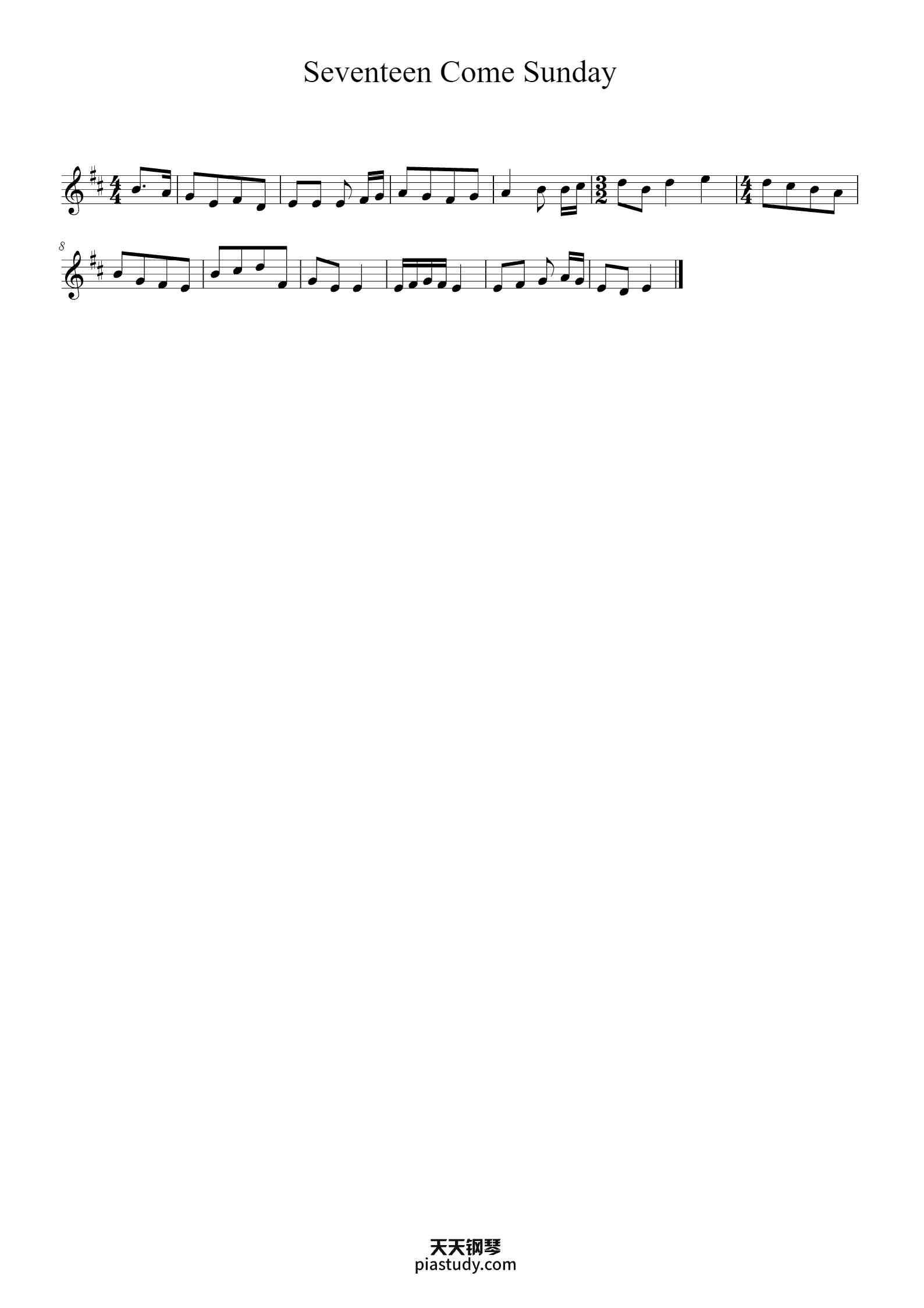 Seventeen Come Sunday钢琴谱 - Mr. Hoare - free piano sheet music ...