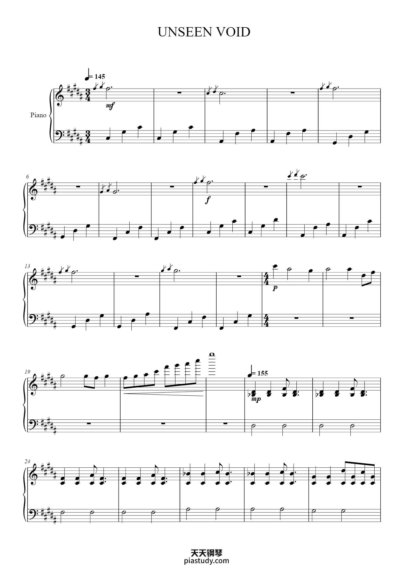 UNSEEN VOID钢琴谱 - Bhavesh Kothapalli - free piano sheet music - PiaNoproblem