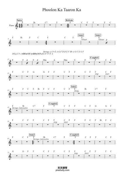 'Phoolon Ka Taaron Ka' - Piano Sheet Music By xxx | TOPiano