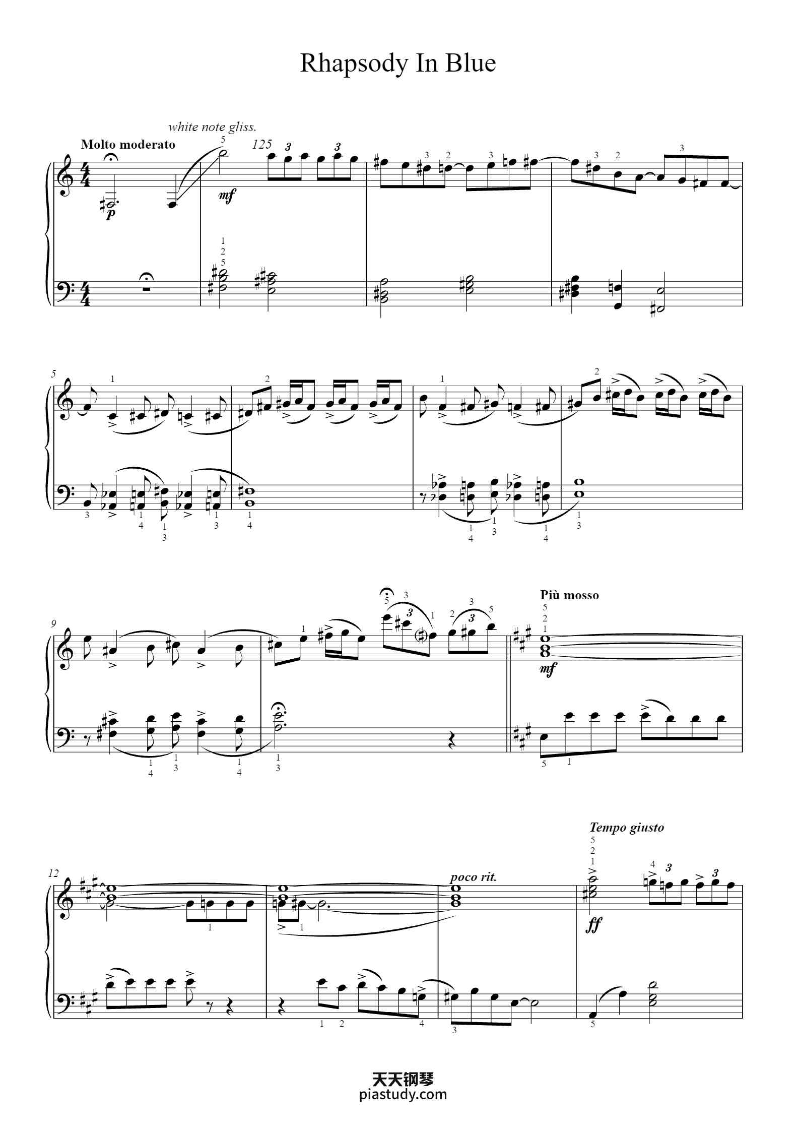 Rhapsody in Blue钢琴谱 - George Gershwin - free piano sheet music ...