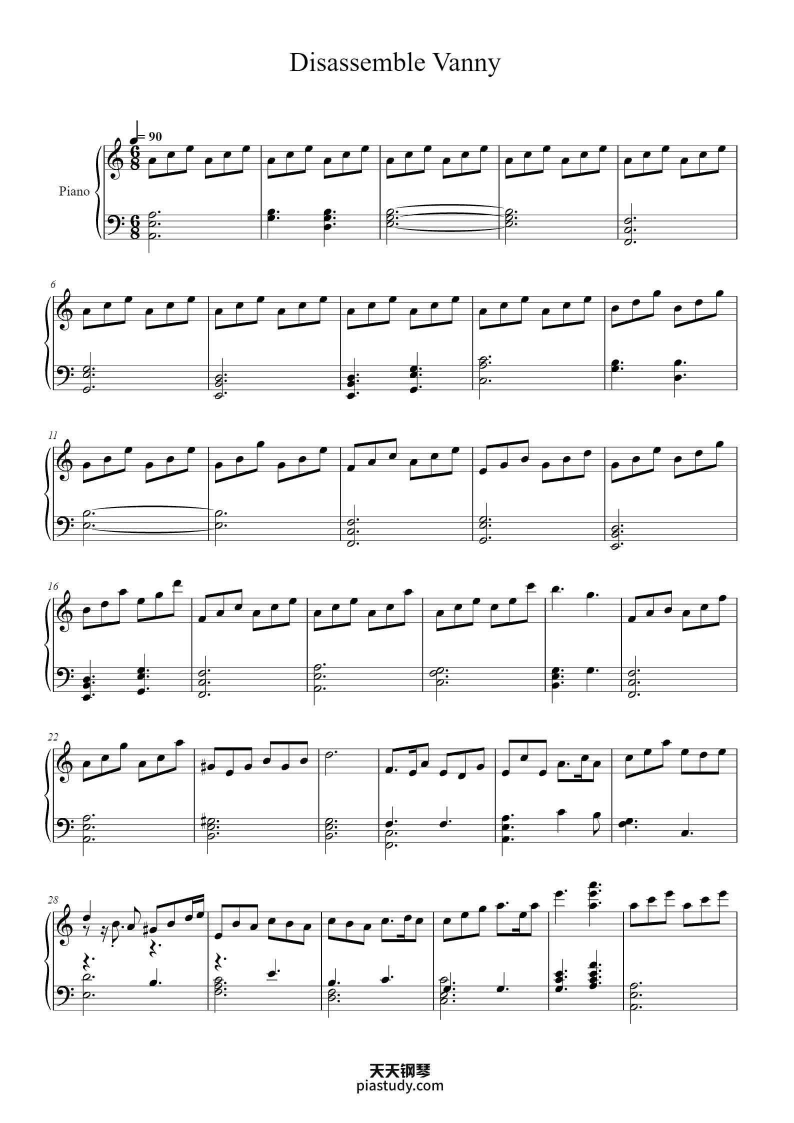 'Disassemble Vanny' - Piano Sheet Music By xxx | TOPiano