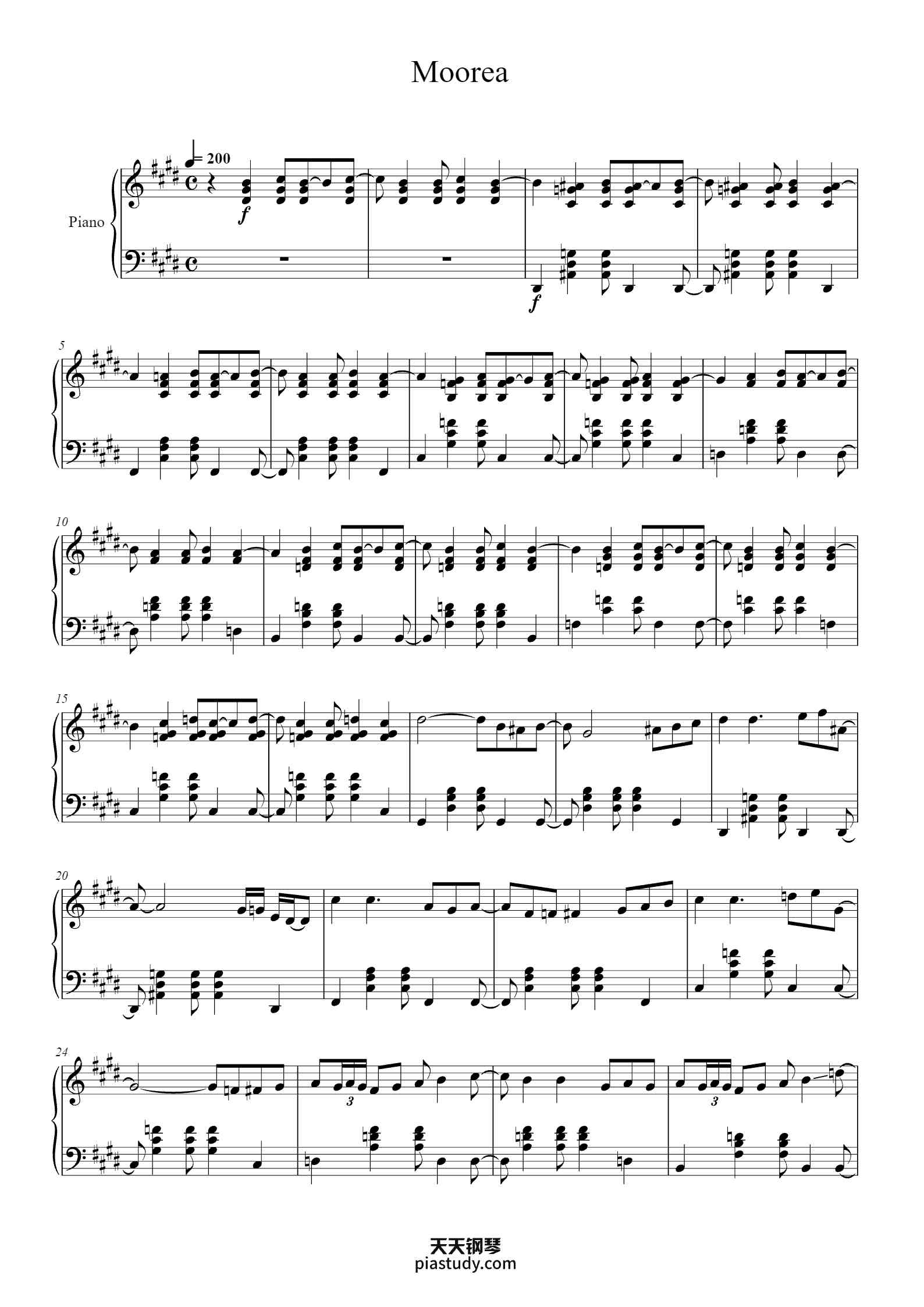 'Moorea' - Piano Sheet Music By xxx | TOPiano