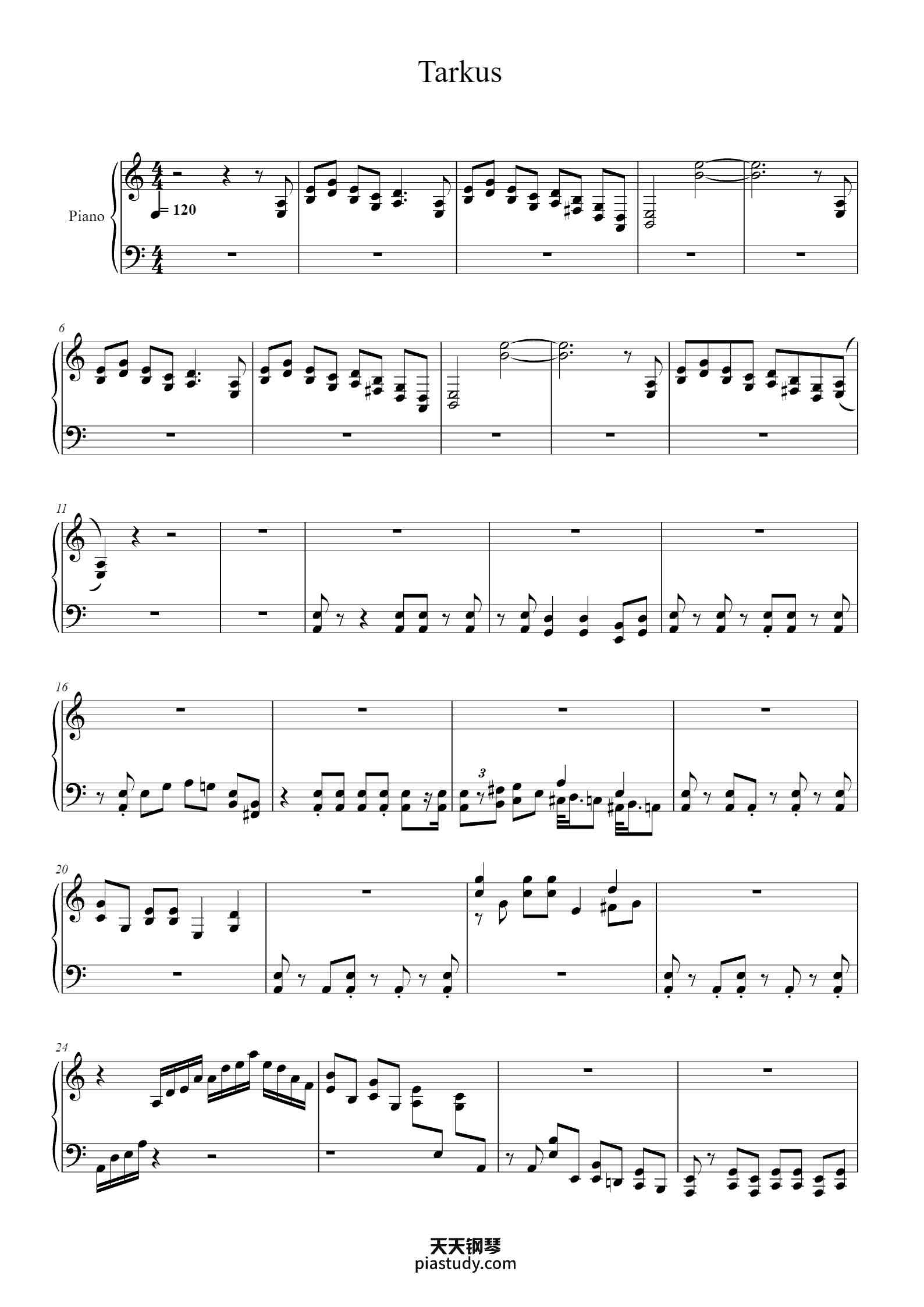 'Tarkus' - Piano Sheet Music By xxx | TOPiano