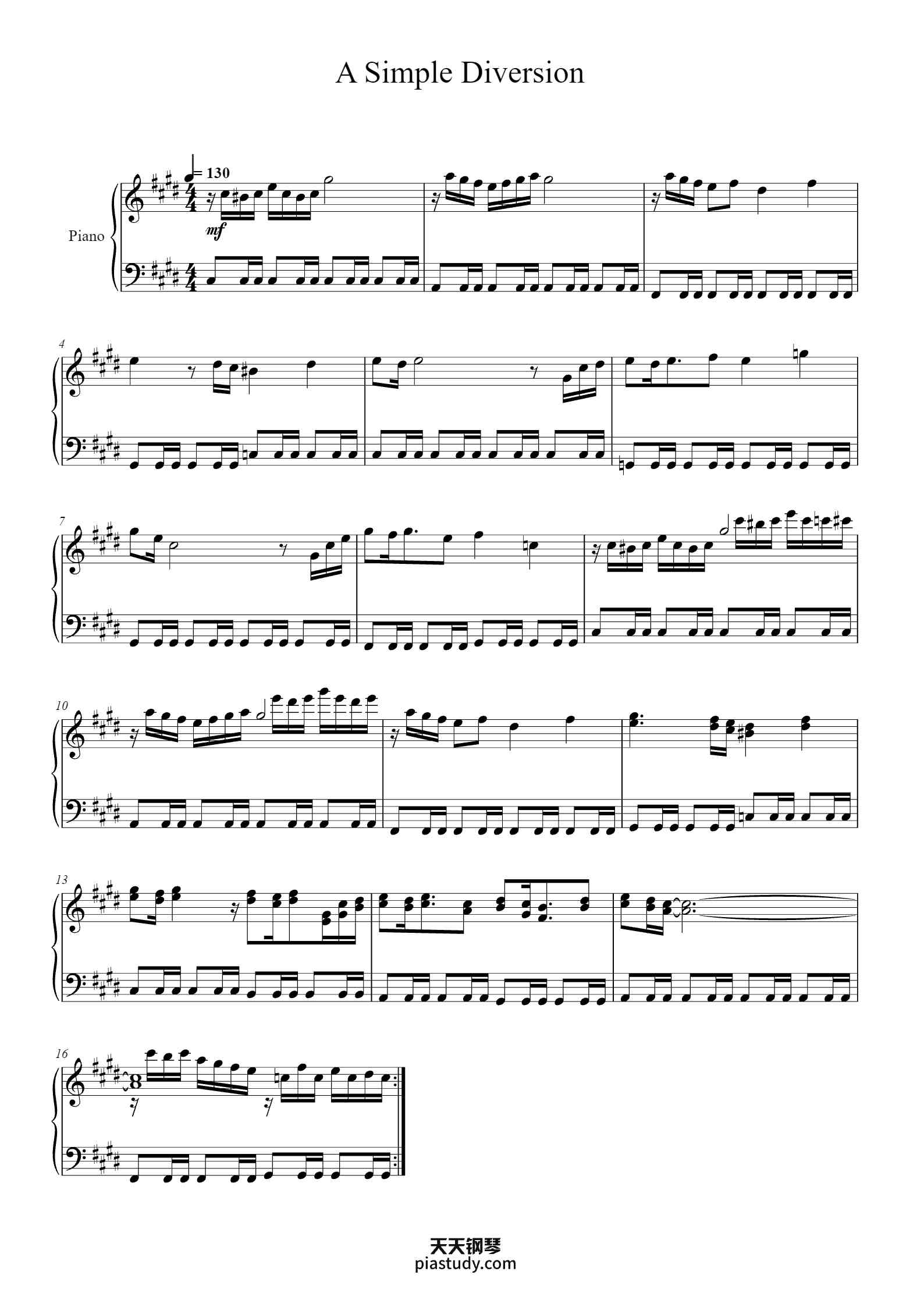 A Simple Diversion钢琴谱 - Toby Fox - free piano sheet music - PiaNoproblem