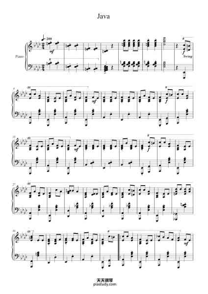 'Java' - Piano Sheet Music By Al Hirt Arr. Jack Pidgeon | TOPiano