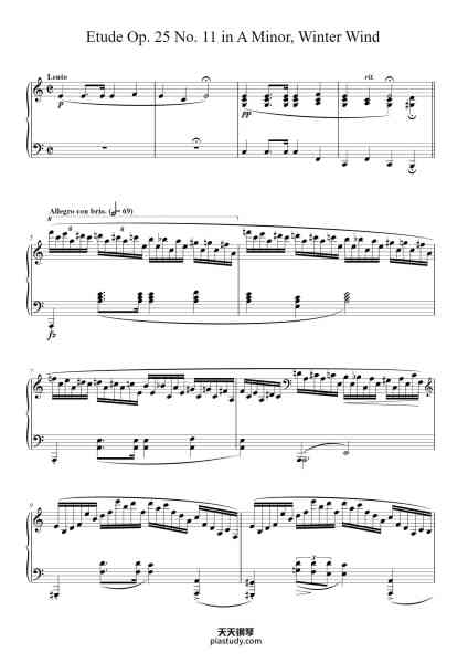 'Etude Op. 25 No. 11 in A Minor "Winter Wind"' - Piano Sheet Music By Chopin | TOPiano