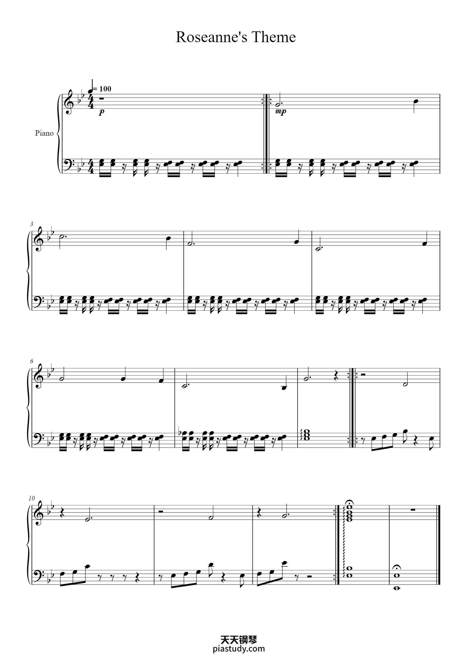 'Roseanne's Theme' - Piano Sheet Music By Evelyn Butler | TOPiano