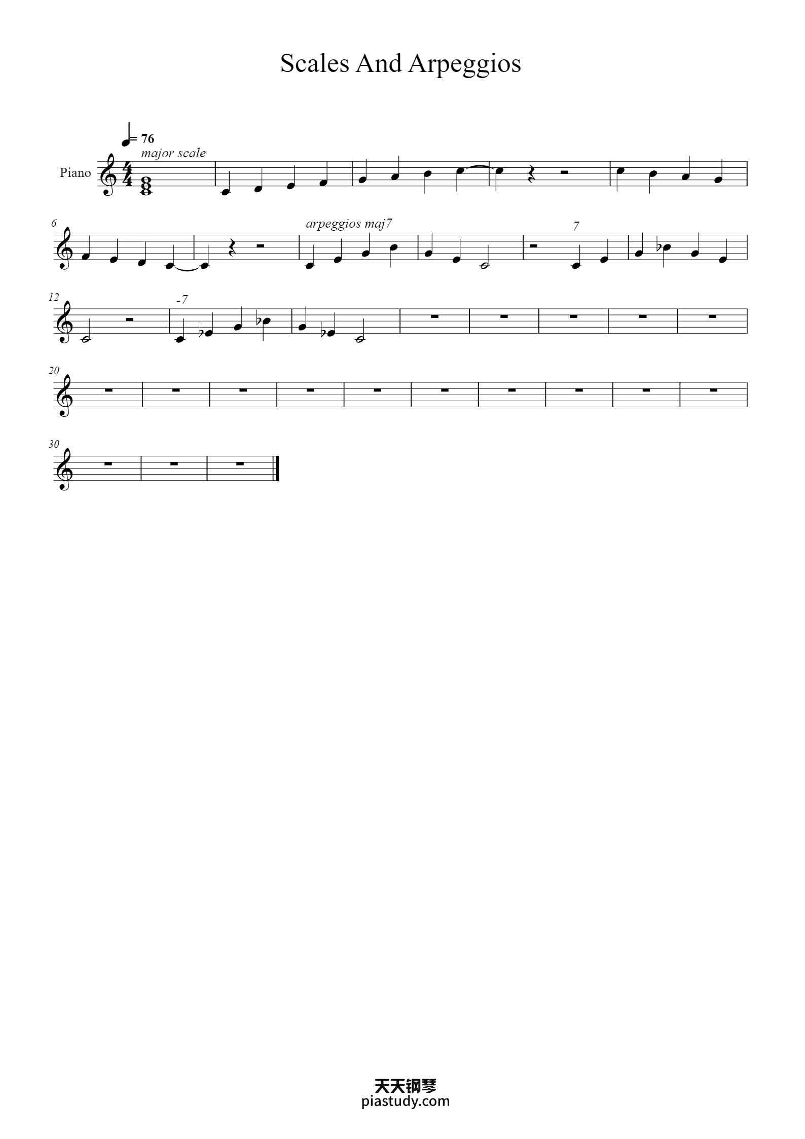 Scales And Arpeggios钢琴谱 - - free piano sheet music - PiaNoproblem