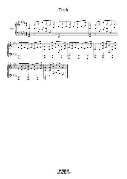 'Teeth' - Piano Sheet Music By xxx | TOPiano