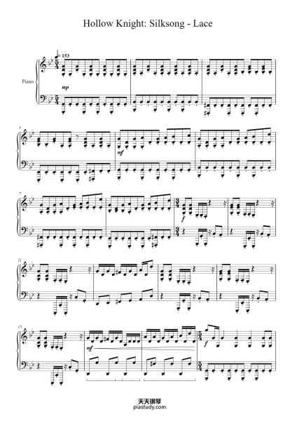 Hollow Knight: Silksong - Lace钢琴谱 - Christopher Larkin - free piano sheet music - PiaNoproblem