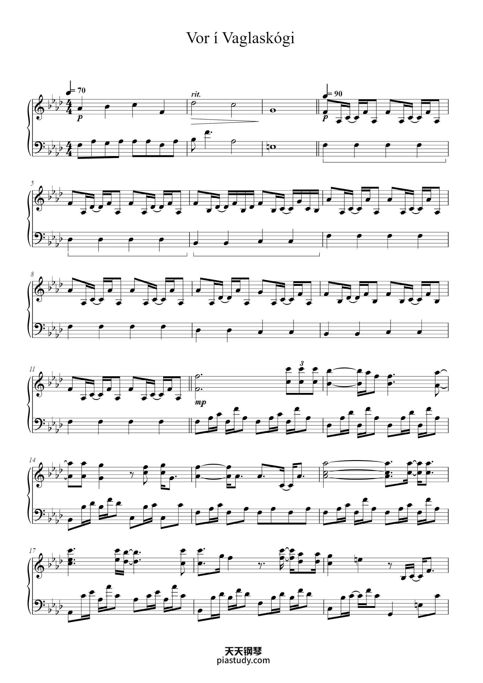 'Vor í Vaglaskógi' - Piano Sheet Music By Kaleo/ note-store.com | TOPiano