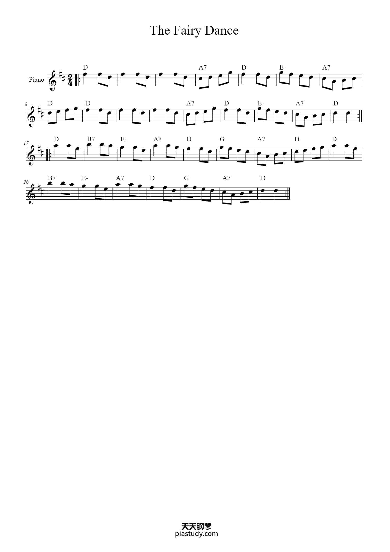 The Fairy Dance钢琴谱 - Nathaniel Gow - free piano sheet music - PiaNoproblem
