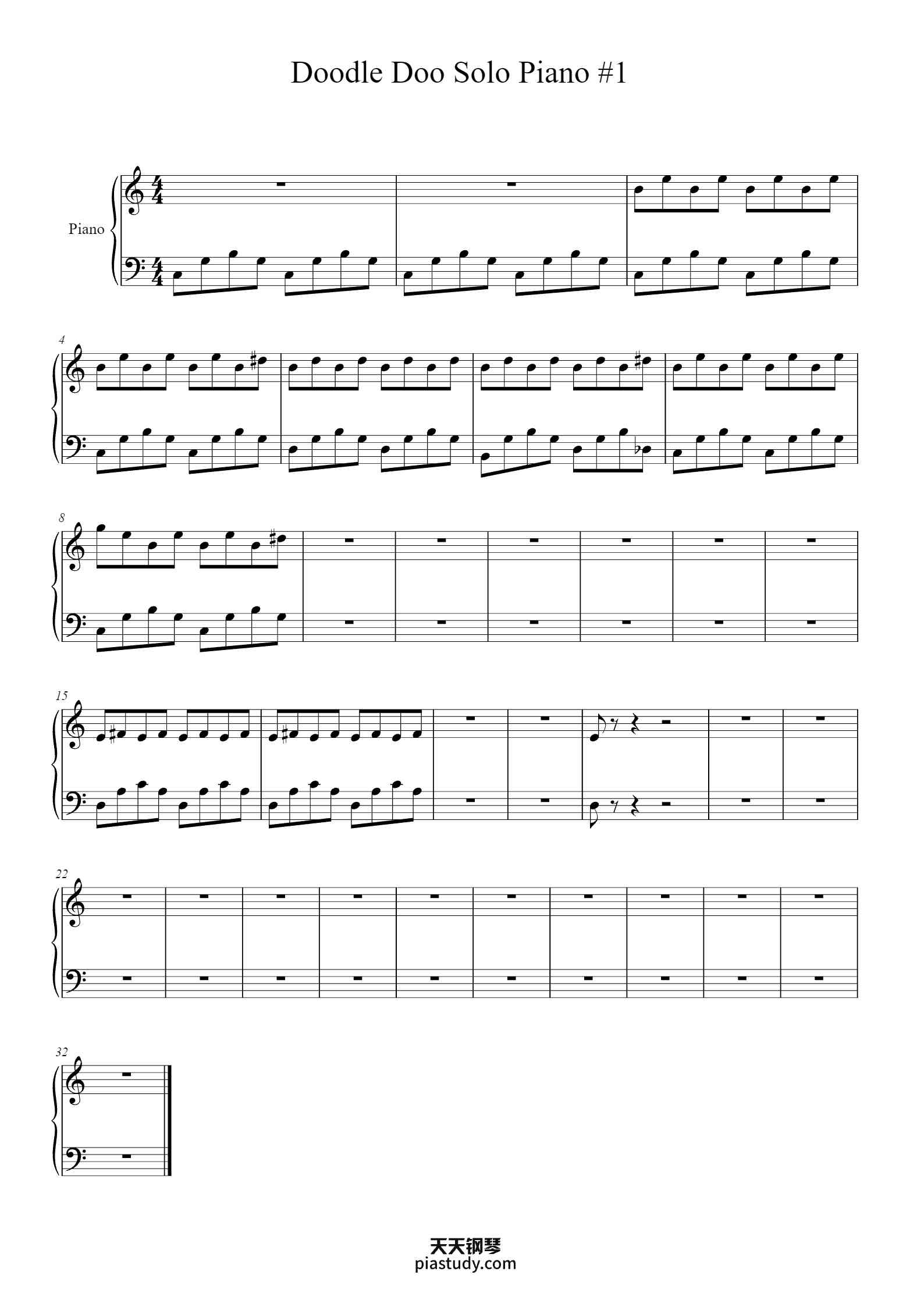 Doodle Doo Solo Piano #1钢琴谱 - Wiley Alden - free piano sheet music ...