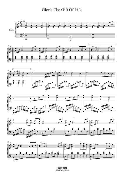 'Gloria The Gift Of Life - Andrea Bocelli' - Piano Sheet Music By Jonas ...