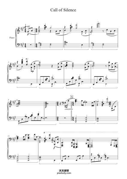 'Call of Silence' - Piano Sheet Music By Original Music by Hiroyuki ...