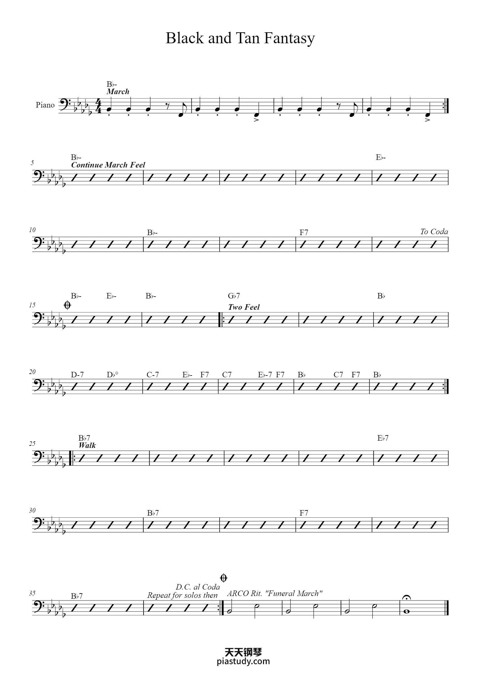 Black and Tan Fantasy钢琴谱 - Duke Ellington - free piano sheet music ...