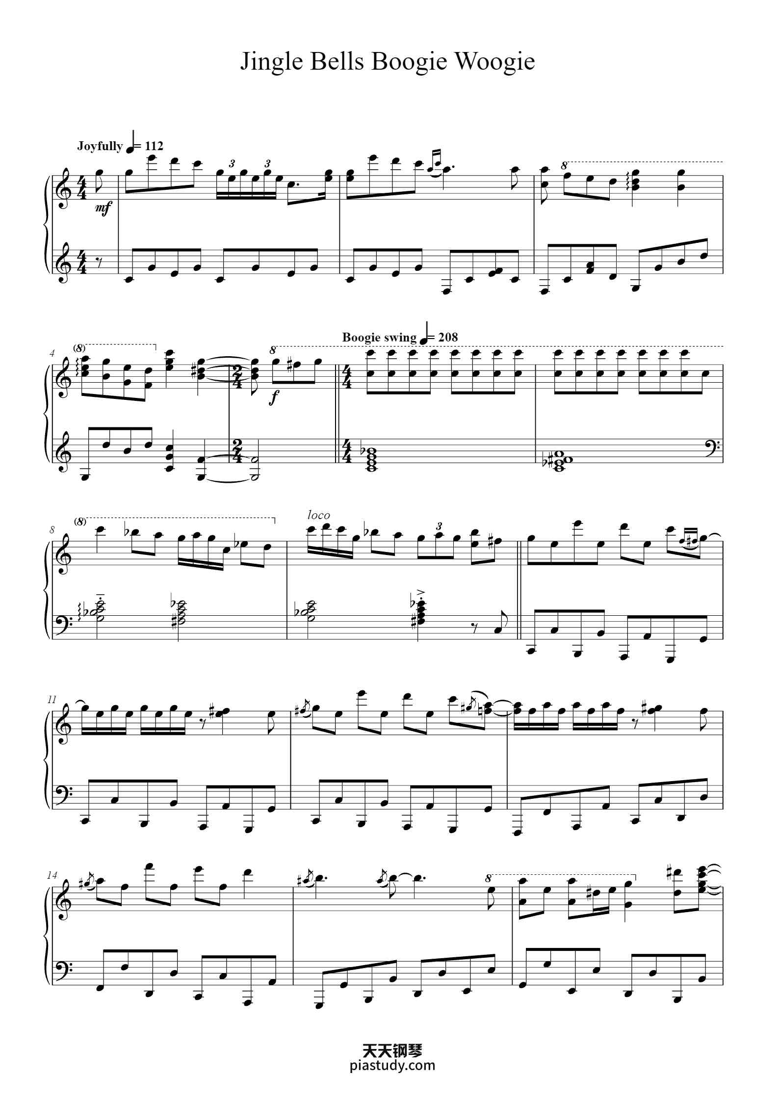 Jingle Bells Boogie Woogie钢琴谱 - Silvan Zingg - free piano sheet music ...