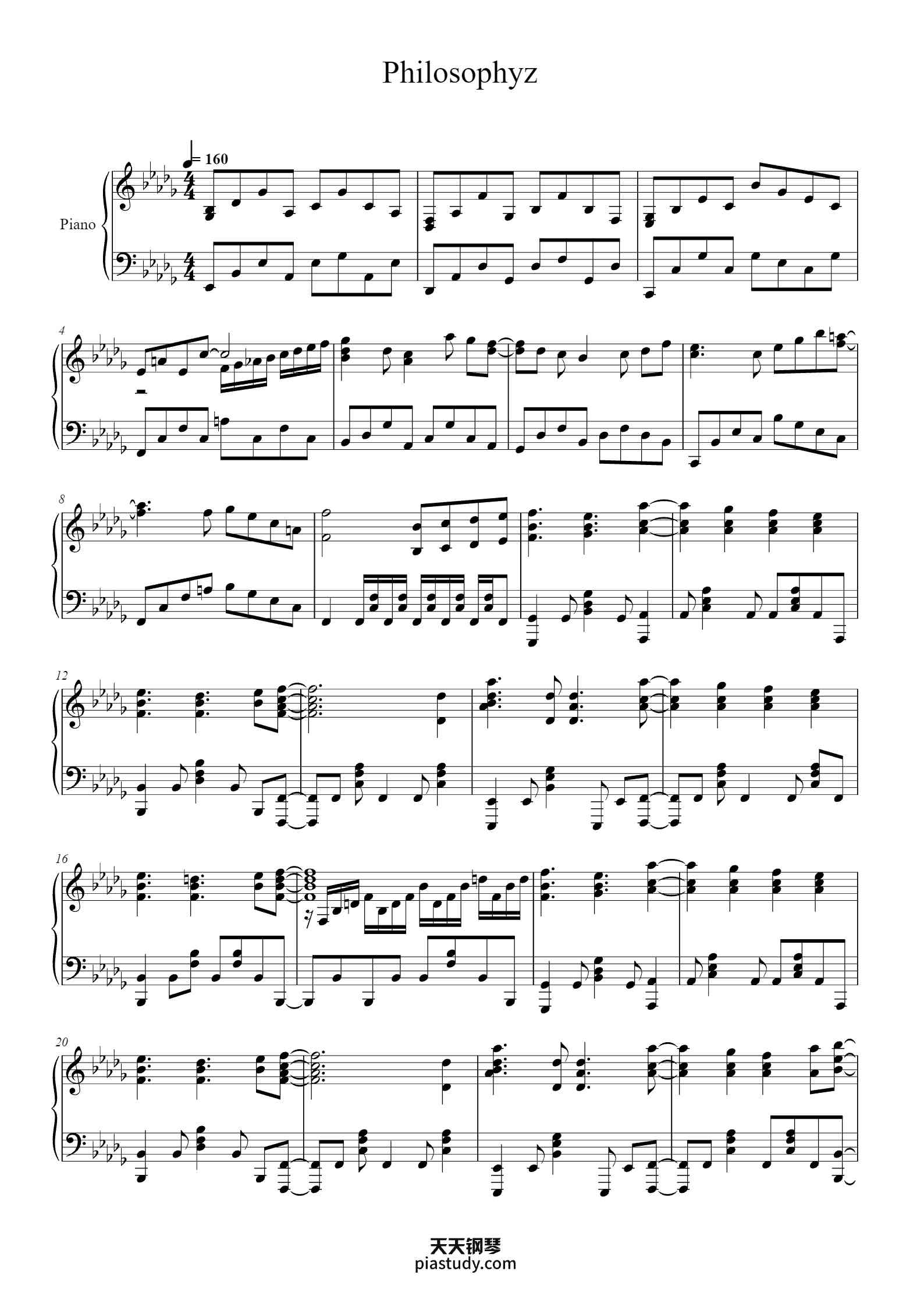 【Rewrite】OP - Philosophyz (basertyu)钢琴谱 - Rewrite静流线 - free piano sheet ...
