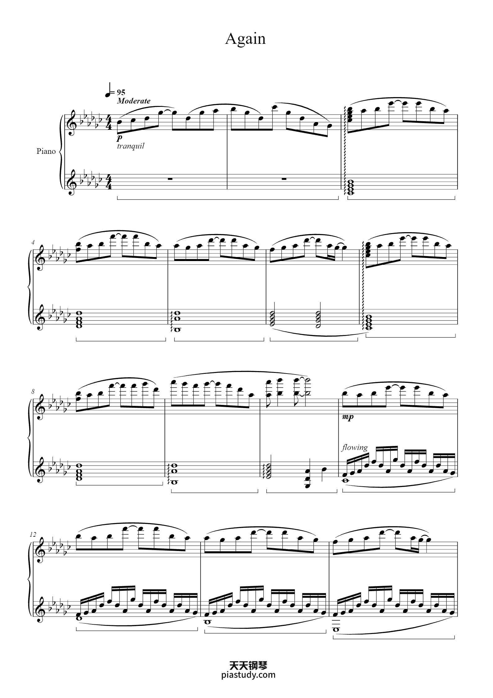 'Again' - Piano Sheet Music By Performed by TheIshter Sheets by Bomb ...