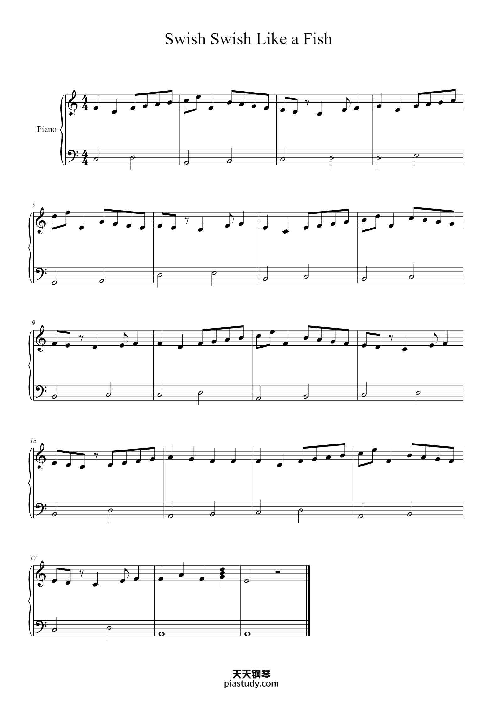 Swish Swish Like a Fish钢琴谱 - Catherine Warm - free piano sheet music ...