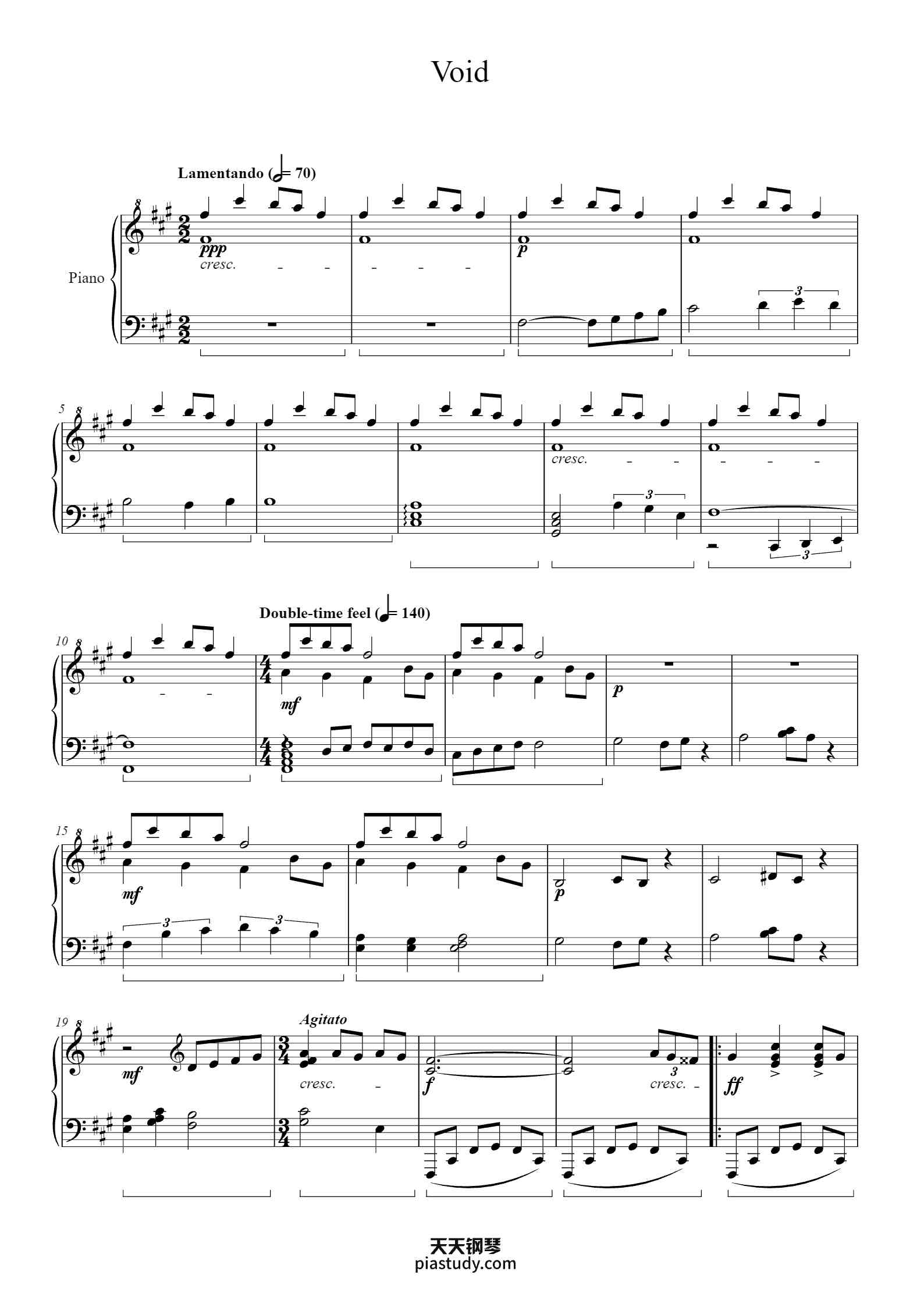 Void钢琴谱 - Kelniell Bircer - free piano sheet music - PiaNoproblem